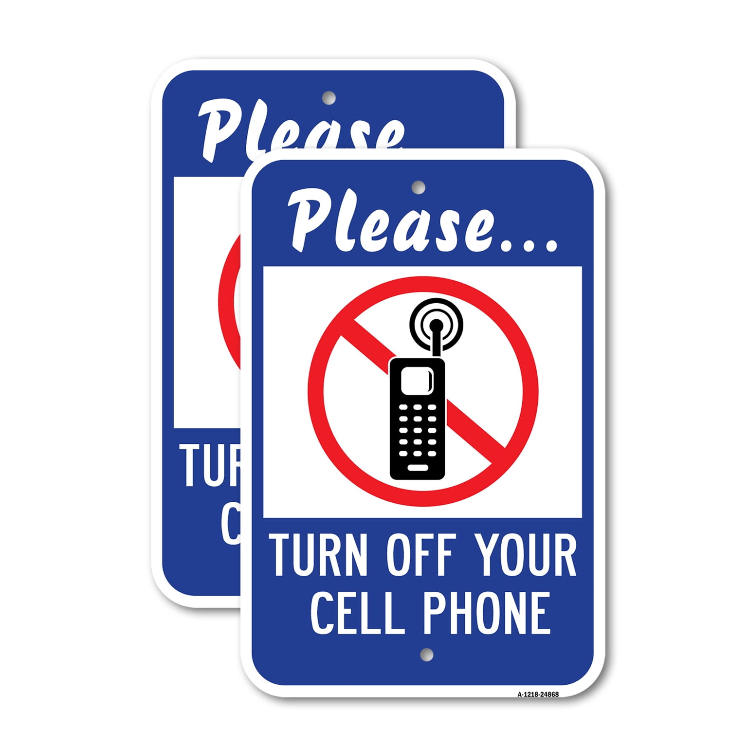 (2 Pack) Please Turn Off Your Cell Phone | 18" X 24" Heavy-Gauge ...