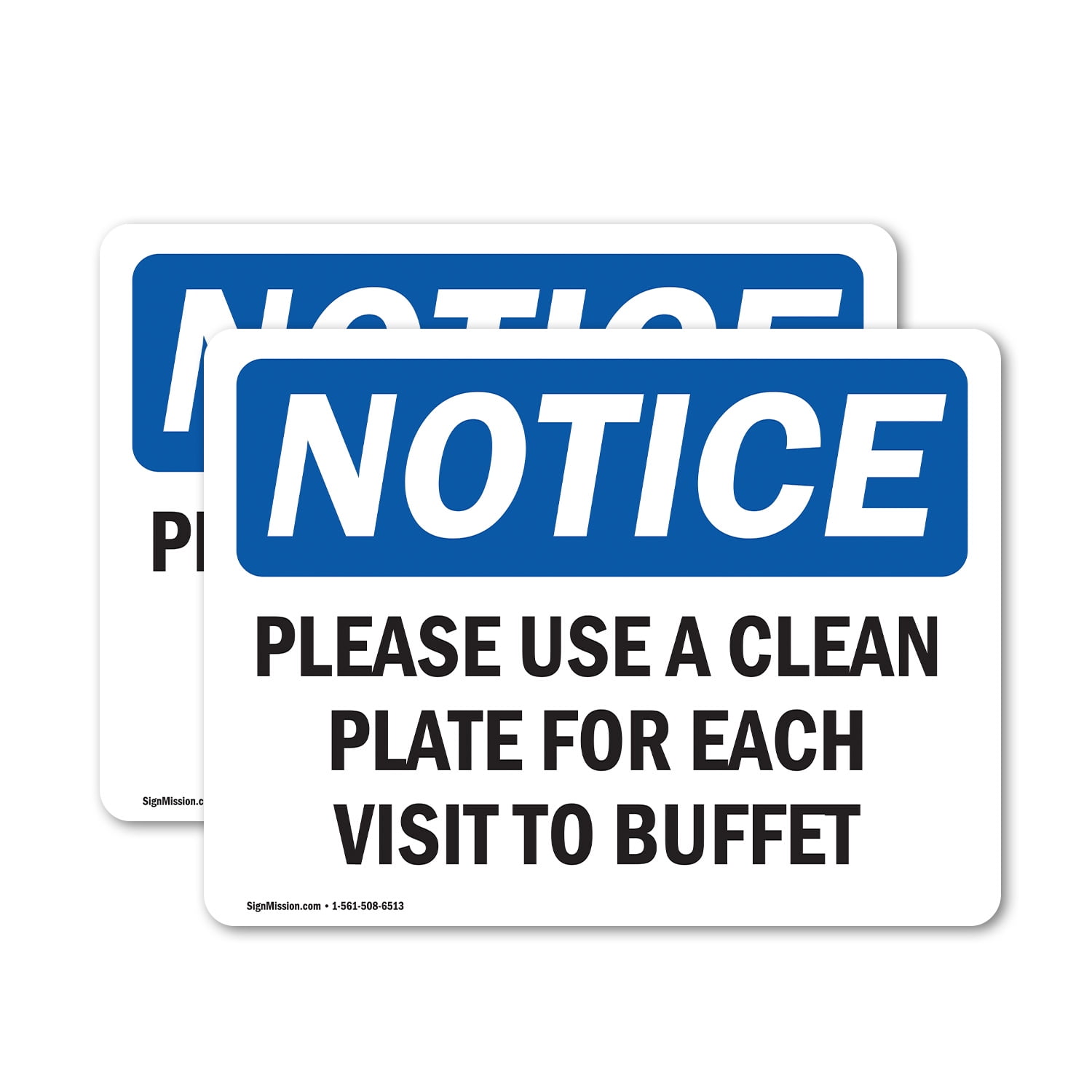 (2 Pack) Please Use Clean Plate For Each Visit To Buffet OSHA Notice ...