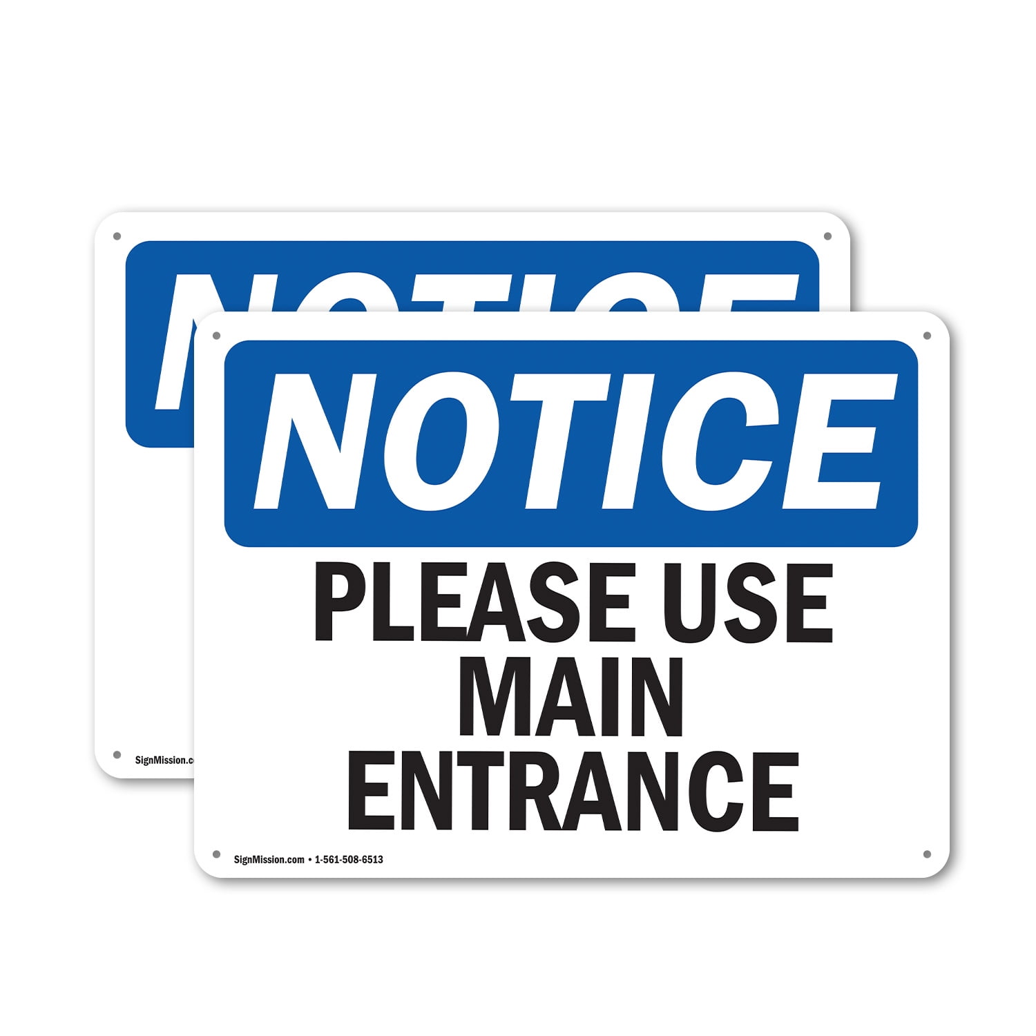 (2 Pack) Please Use Main Entrance OSHA Notice Sign 18 Inch X 12 Inch ...