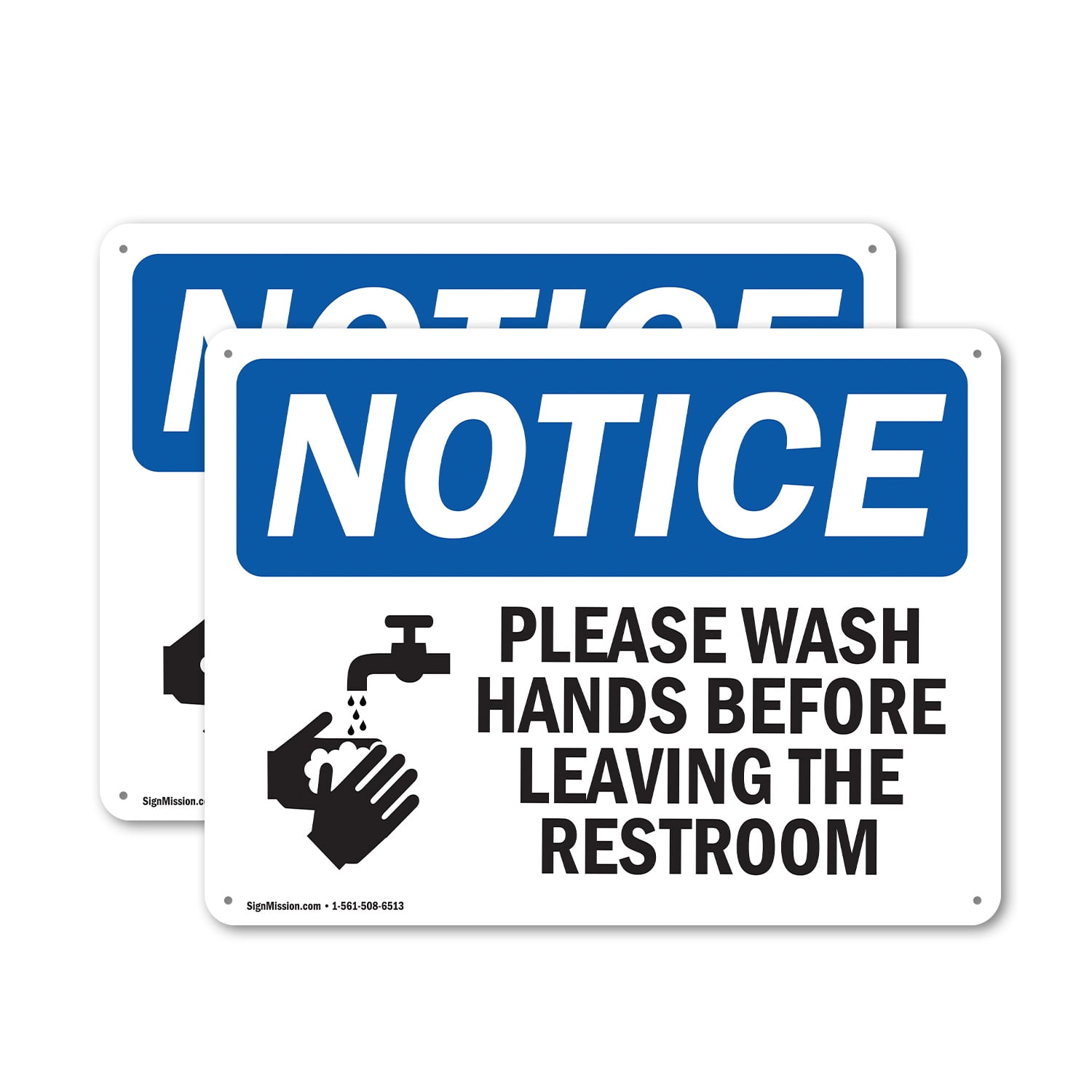 (2 Pack) Please Wash Hands Before Leaving Restroom OSHA Notice Sign 18 ...
