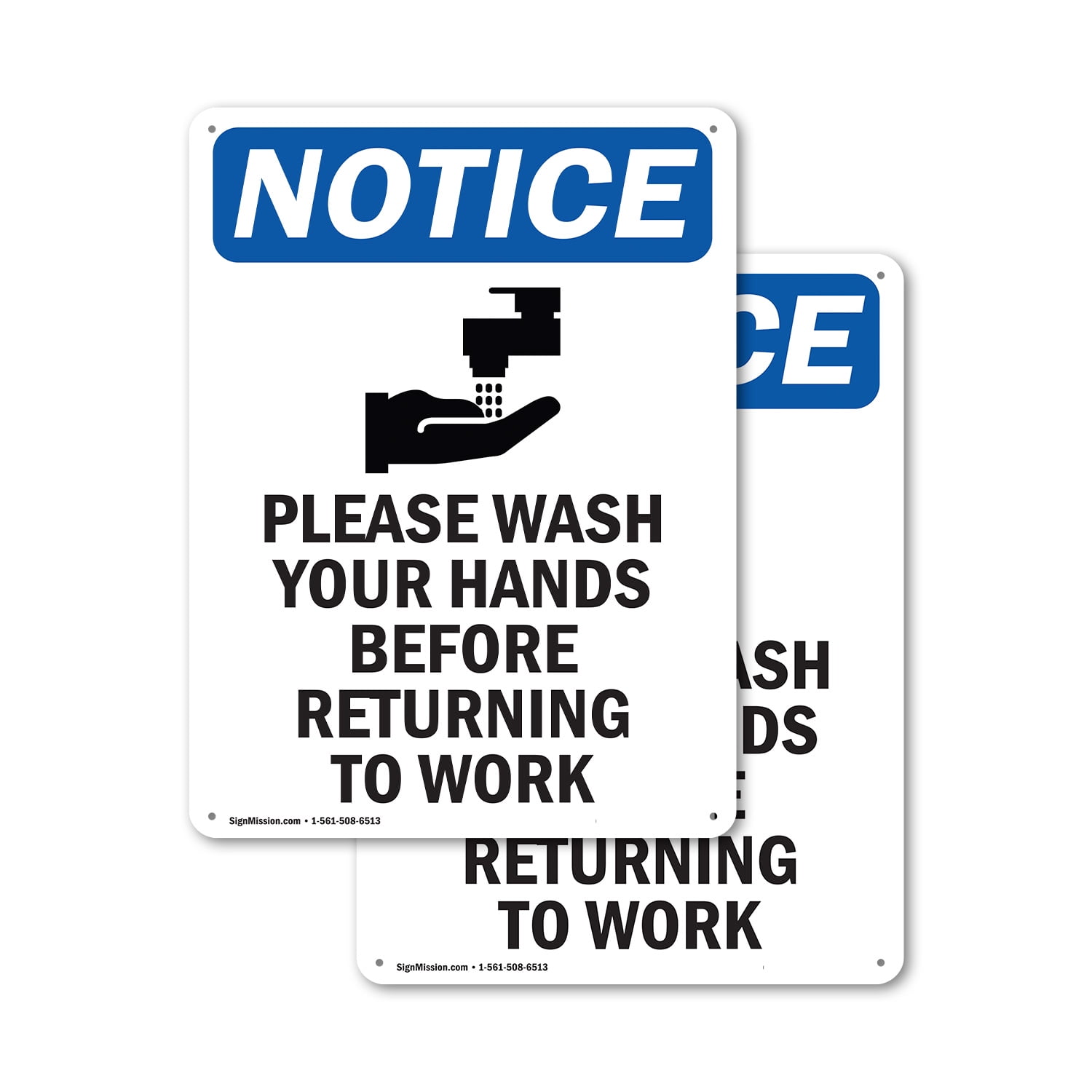 (2 Pack) Please Wash Your Hands OSHA Notice Sign 7 Inch X 10 Inch ...