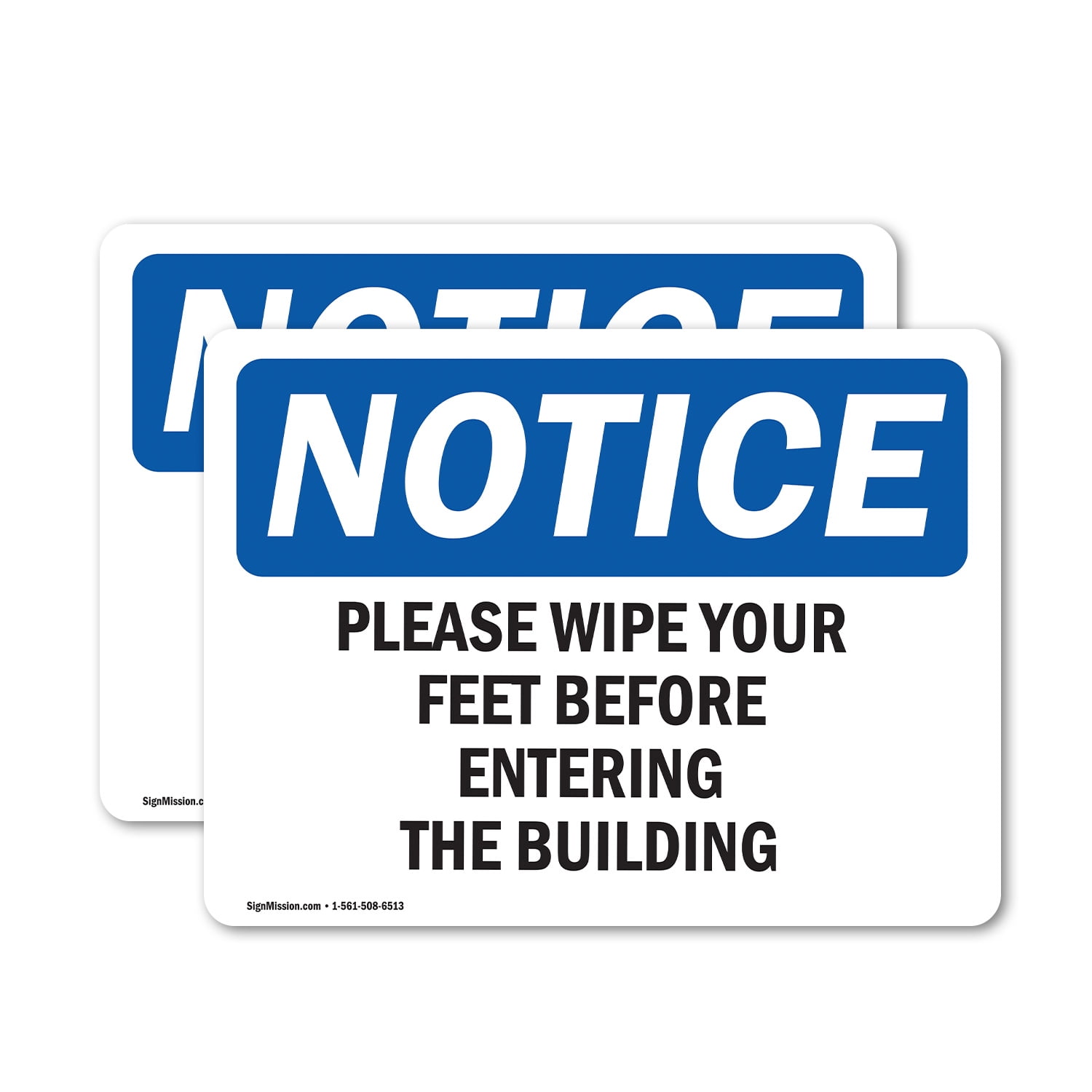(2 Pack) Please Wipe Your Feet Before Entering The Building OSHA Notice ...