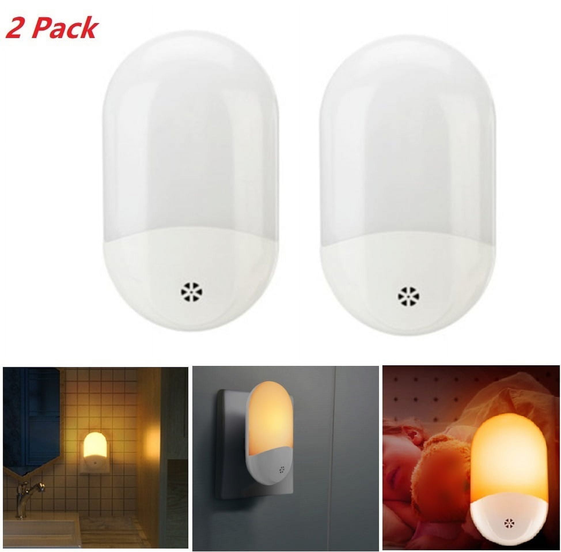 2 Pack Plug in Night Light Smart PIR Motion Sensing Light Dusk to Dawn ...