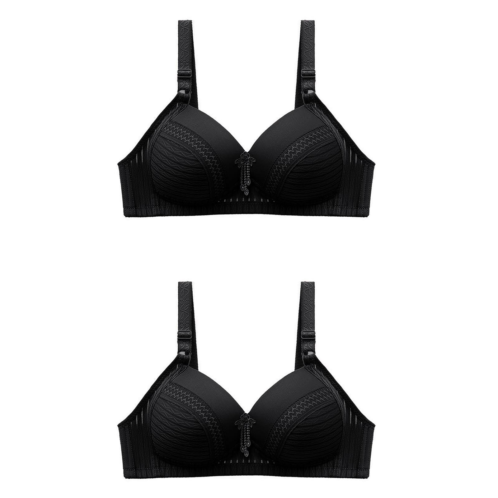 2 Pack Plus Size Bra For Women Comfy Full Coverage Wirefree Bralette Ladies Padded Soft Everyday