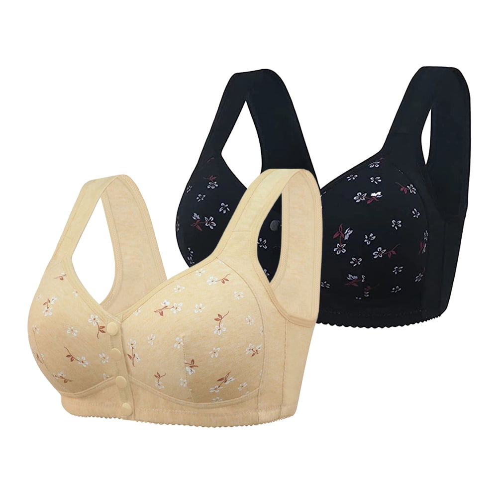 2 Pack Plus Size Front Closure Bras for Women - Wireless Supportive ...