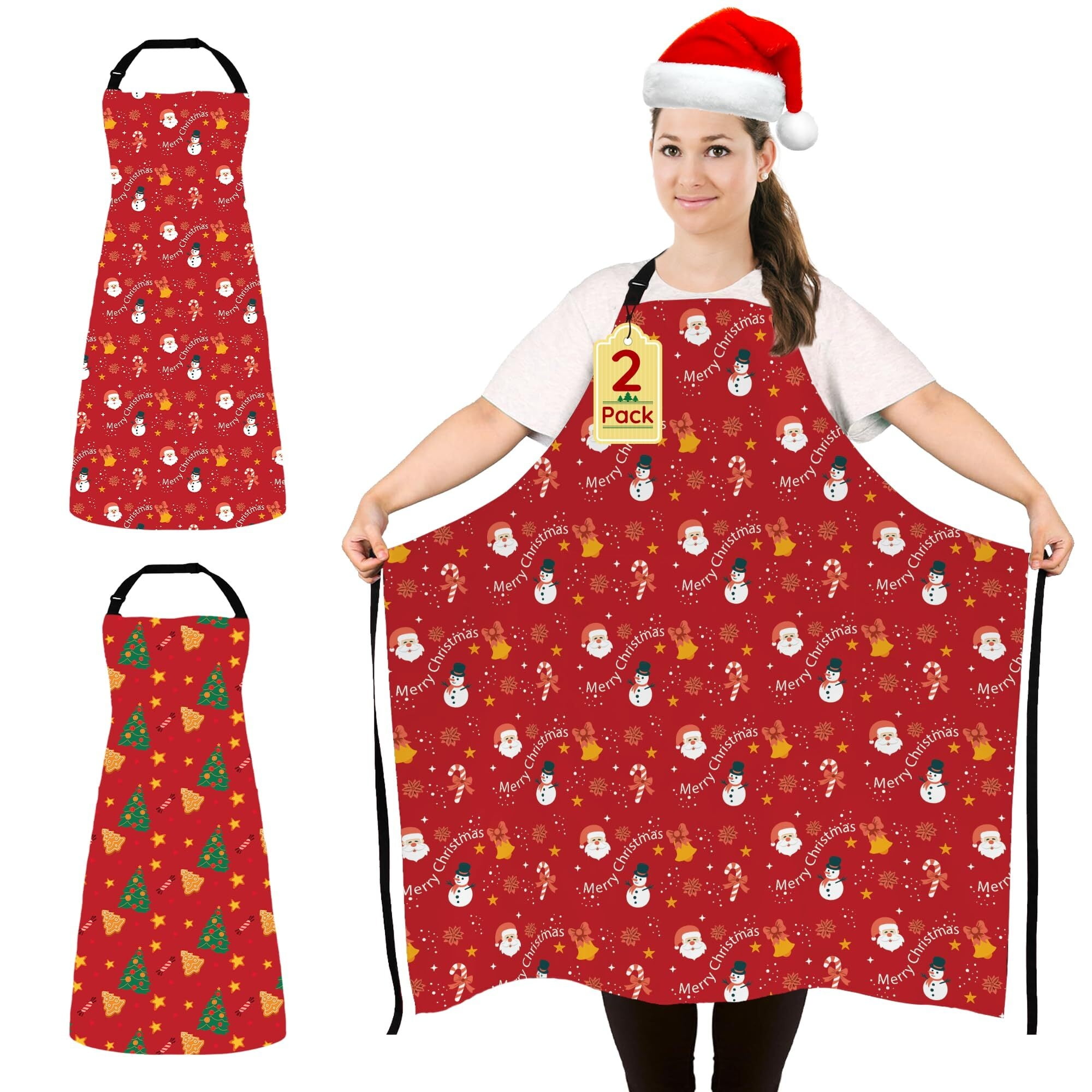 2 Pack Plus Size Funny Christmas Kitchen Aprons for Women Men ...