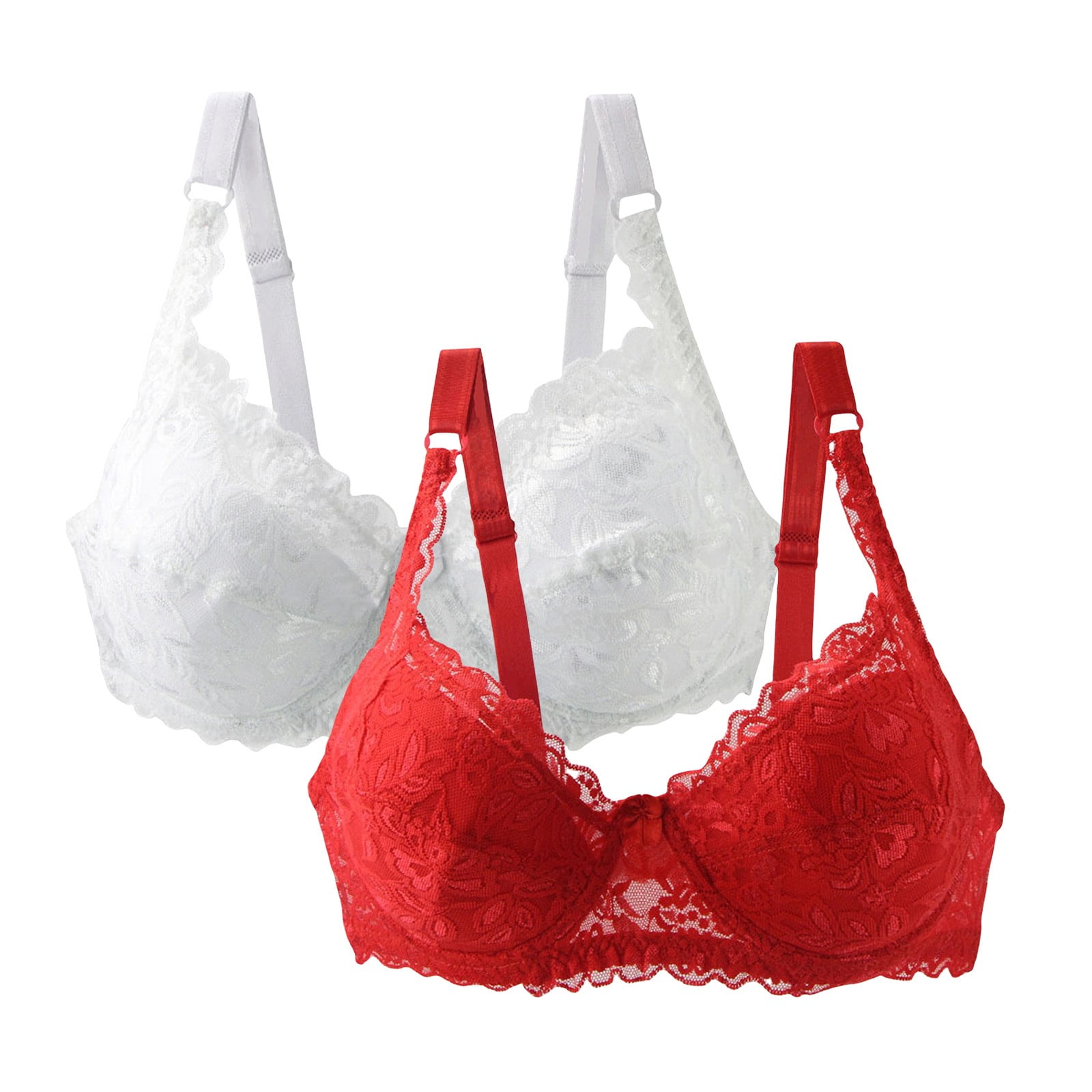 2 Pack Plus Size Lace Underwire Bras Women's & Supportive Everyday Bra ...