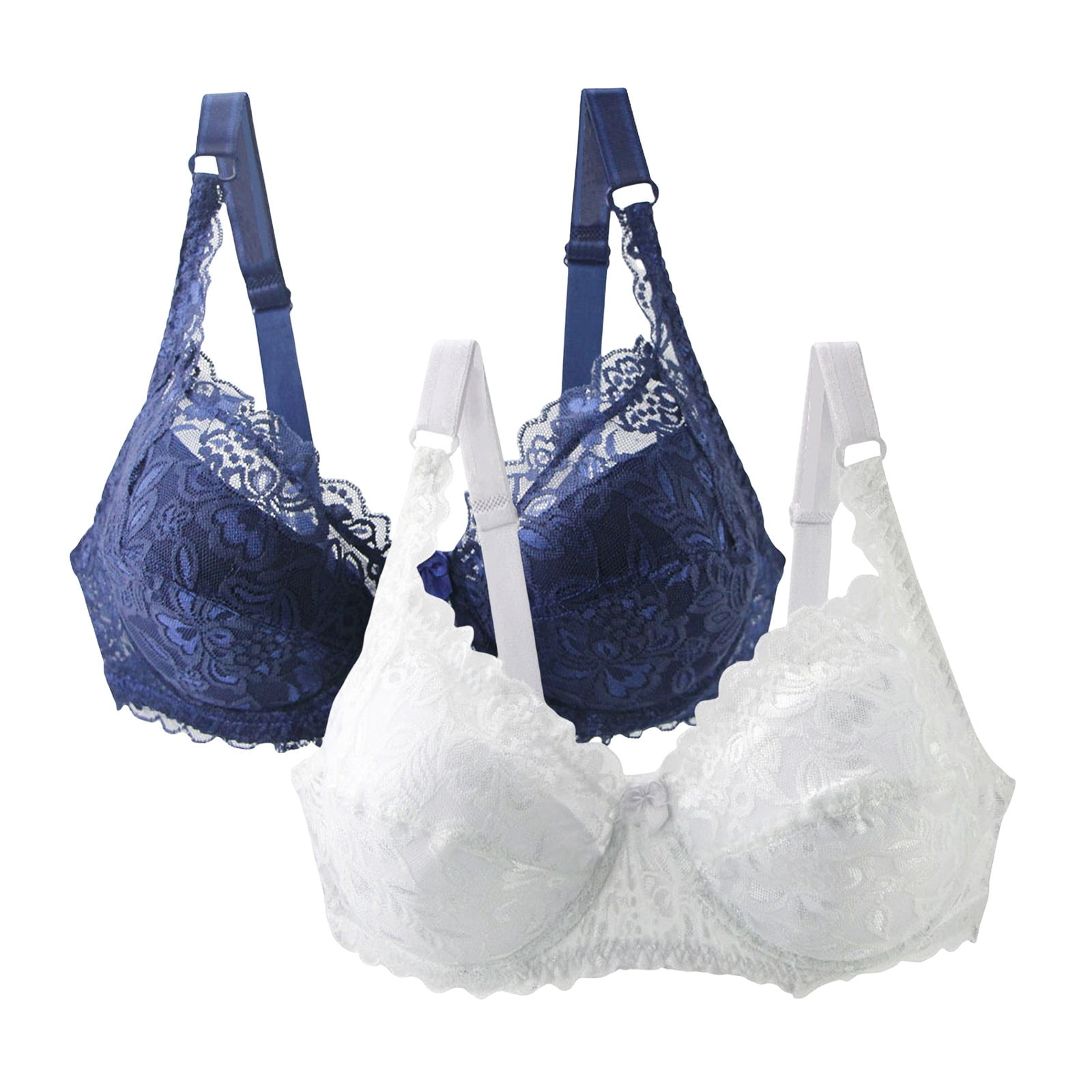 2 Pack Plus Size Lace Underwire Bras Women's & Supportive Everyday Bra ...