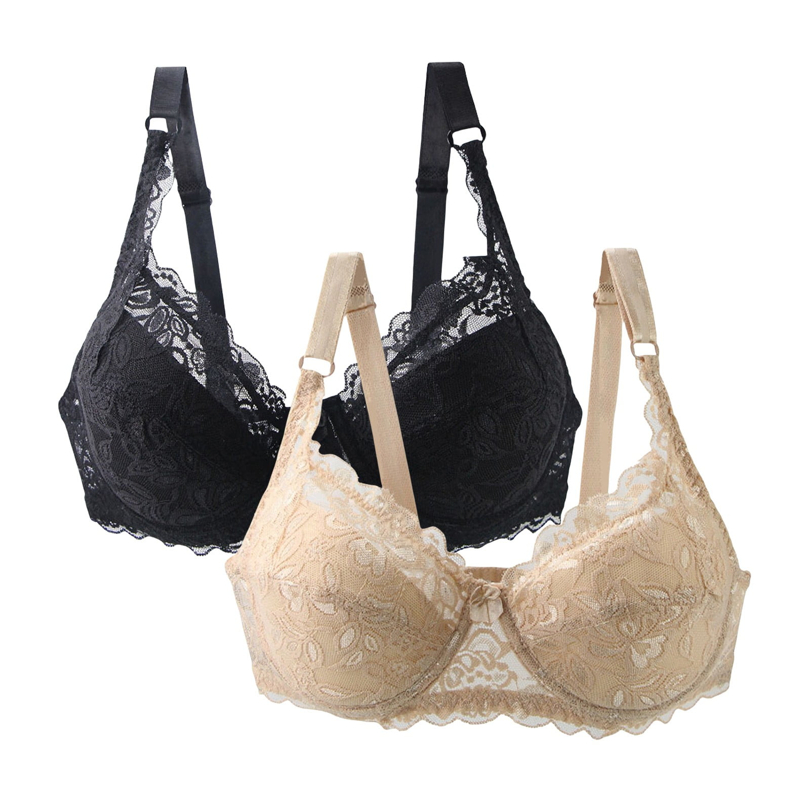 2 Pack Plus Size Lace Underwire Bras Women's & Supportive Everyday Bra ...