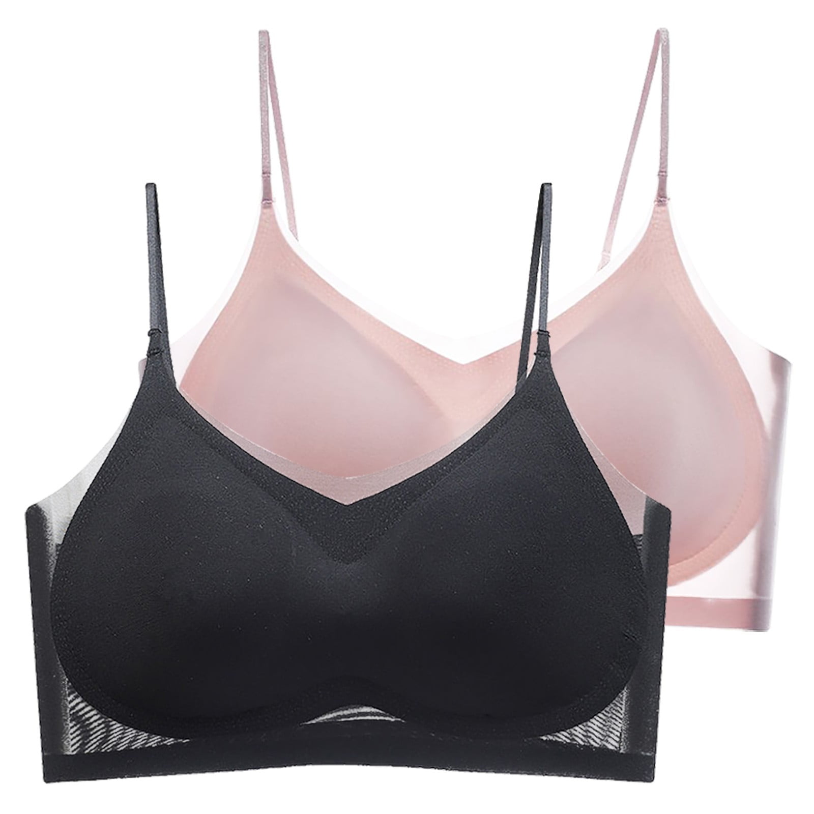 2 Pack Plus Size Summer Bras Ultra Thin Ice Silk & Tulle Bralettes ...