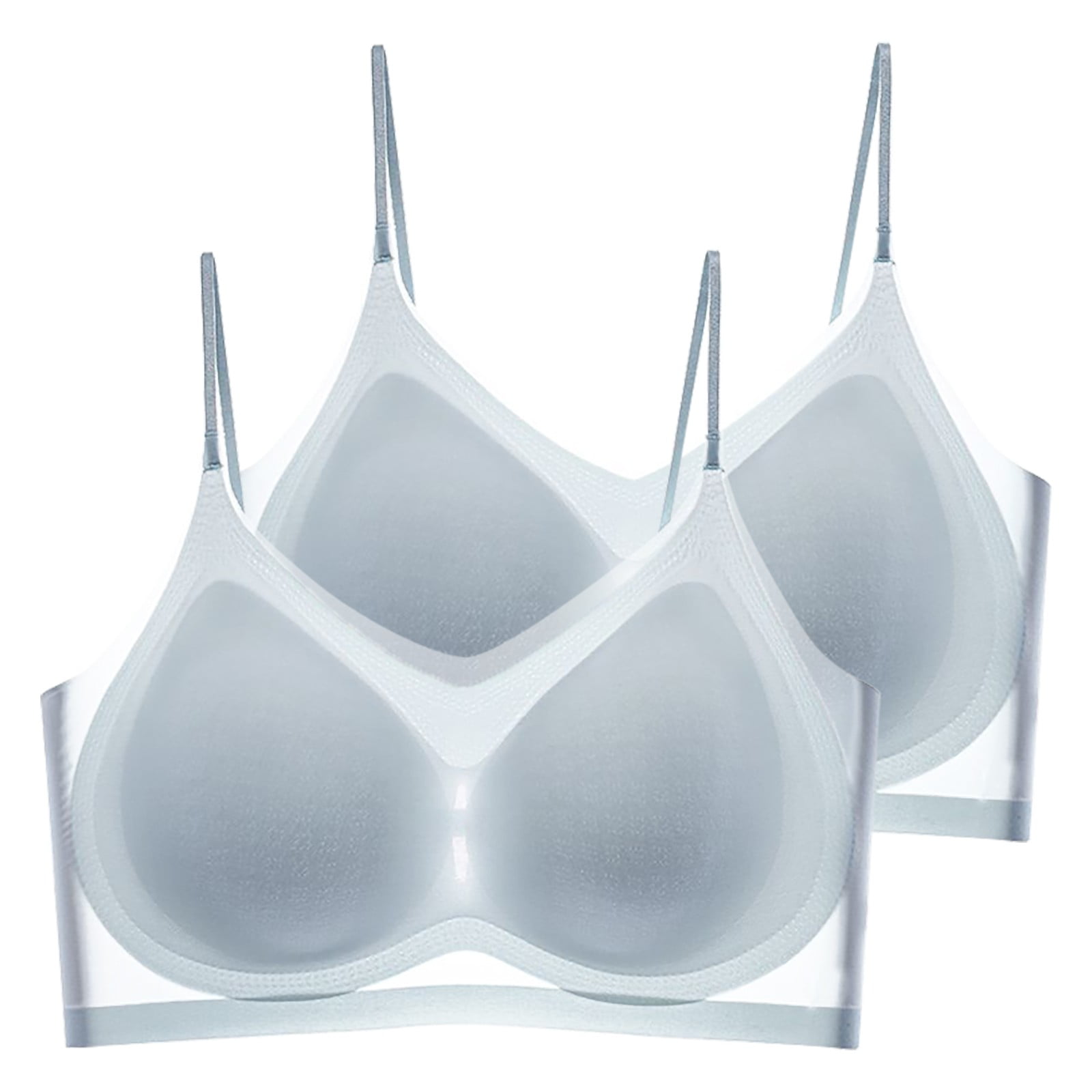 2 Pack Plus Size Summer Bras Ultra Thin Ice Silk & Tulle Bralettes ...