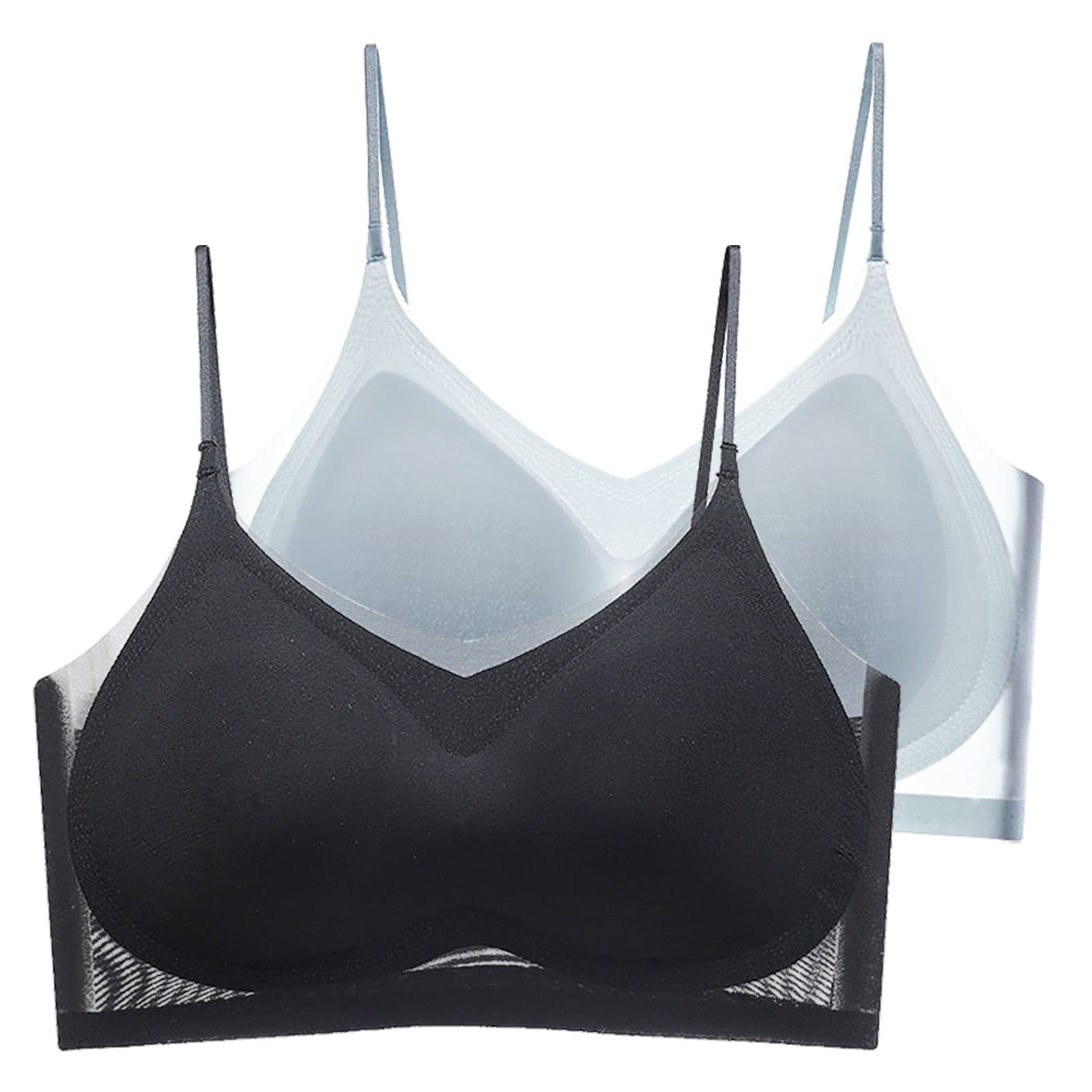 2 Pack Plus Size Summer Bras Ultra Thin Ice Silk & Tulle Bralettes ...