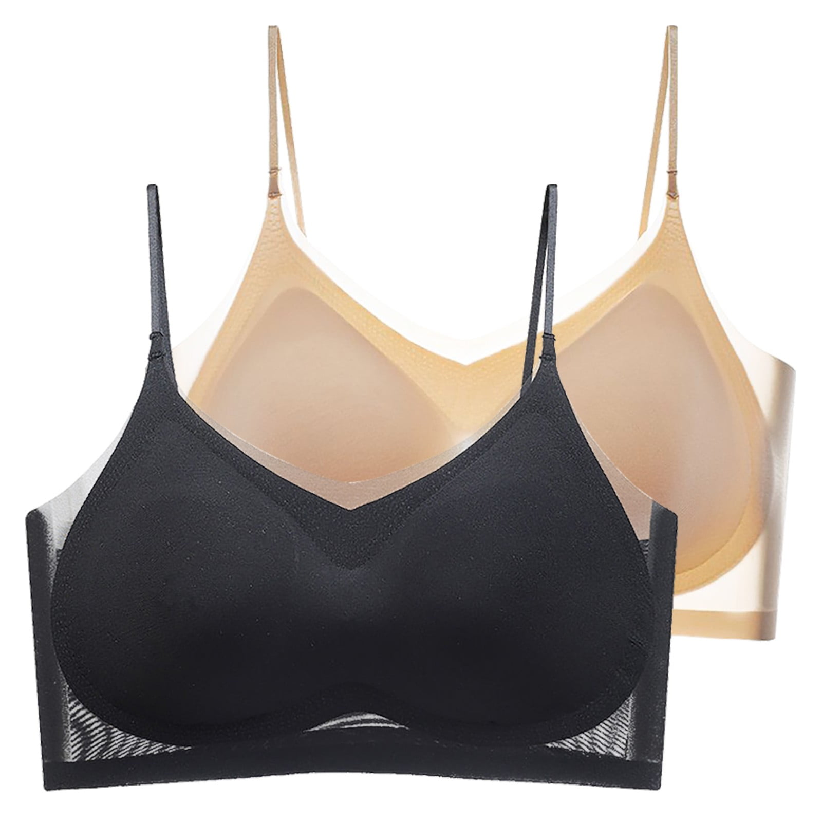 2 Pack Plus Size Summer Bras Ultra Thin Ice Silk & Tulle Bralettes ...