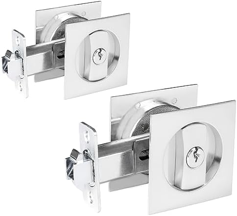 2 Pack Pocket Door Lock with Key, Contemporary Entry Sliding Barn Door ...