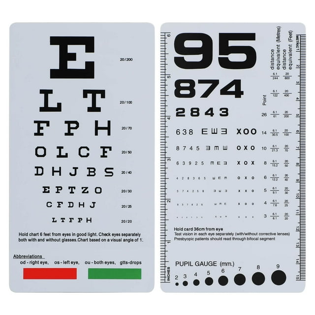 2 Pack Pocket Eye Chart for Students, 2 in 1 Snellen Eye Chart 6 Feet ...