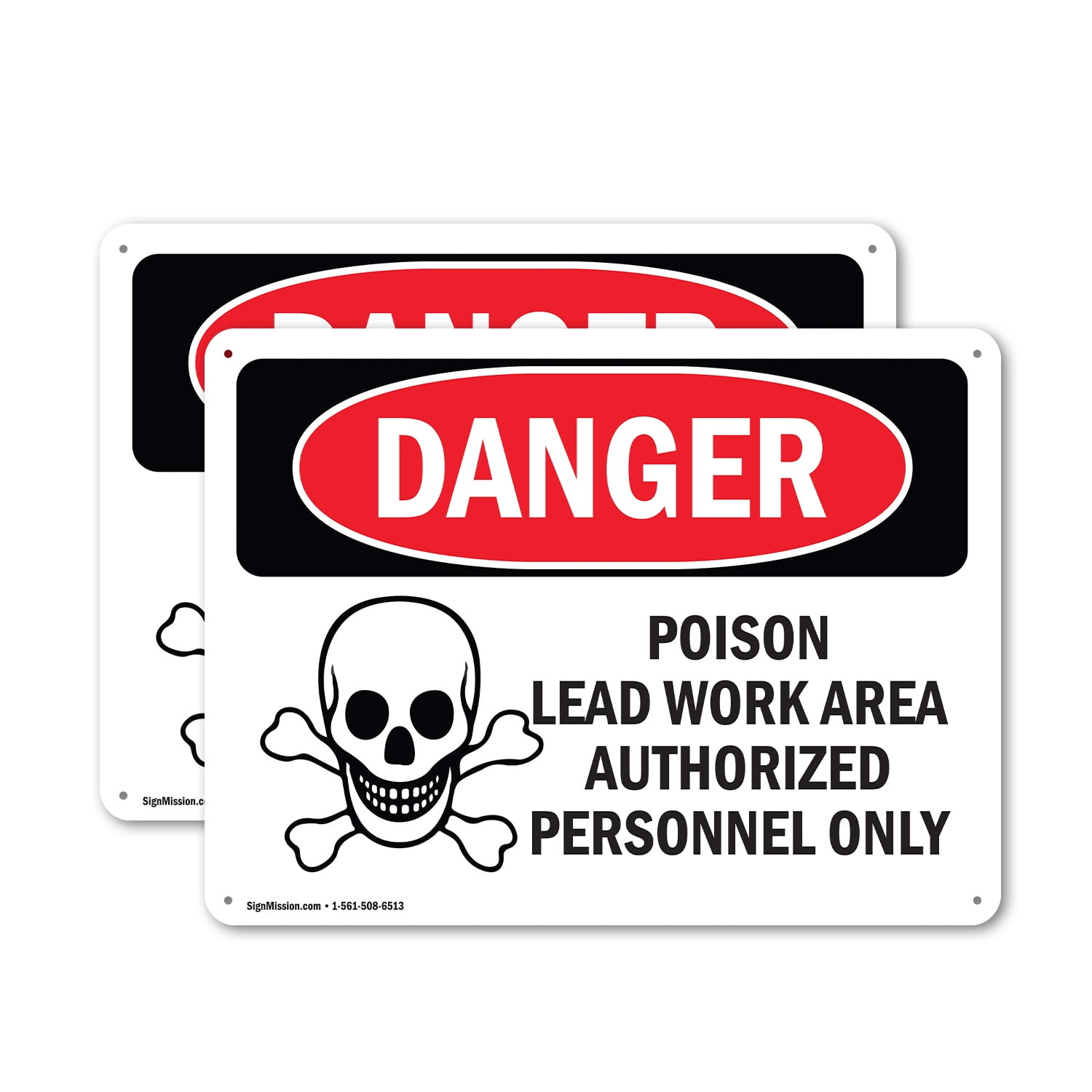 (2 Pack) Poison Lead Work Area Authorized Only OSHA Danger Sign 18 Inch ...