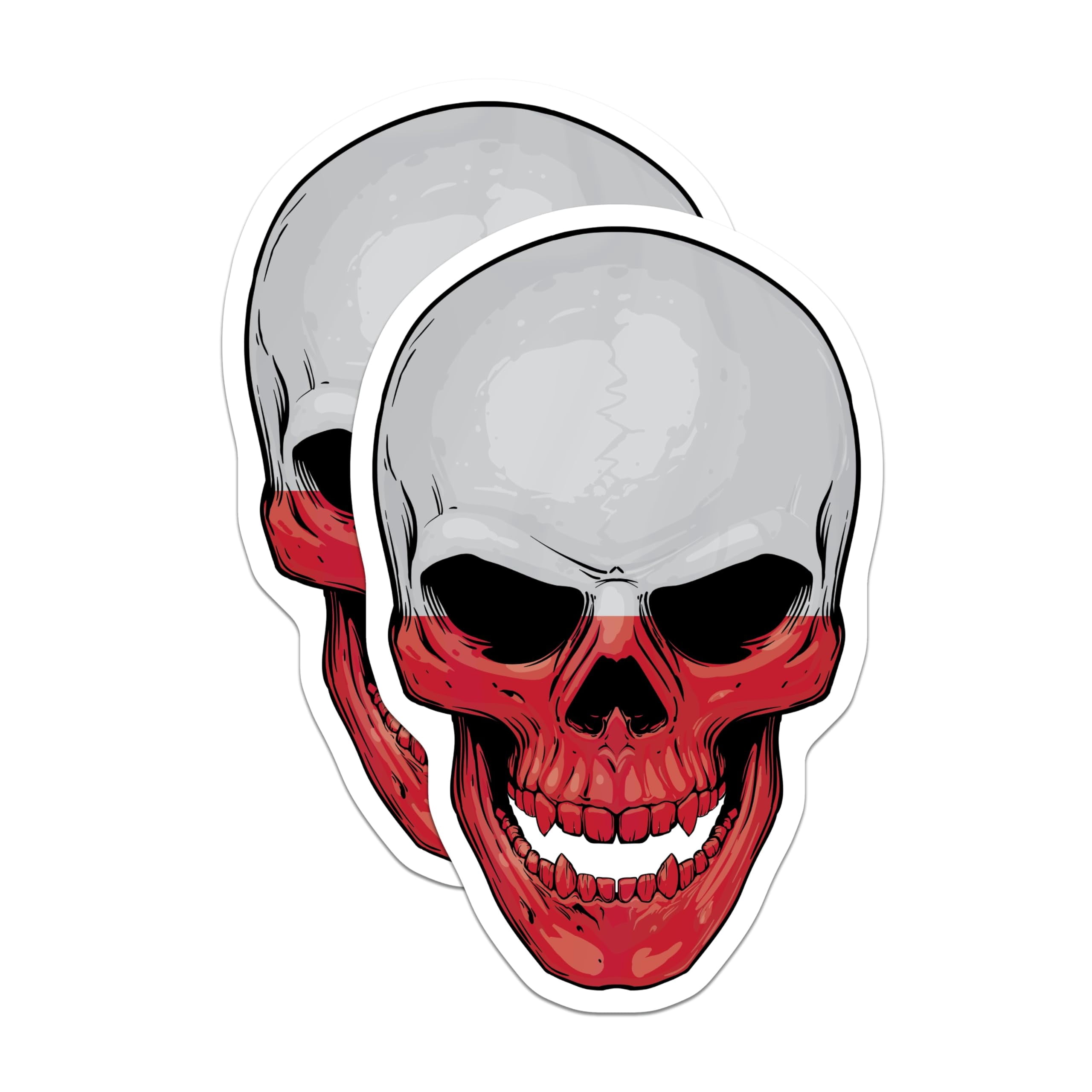 (2 Pack) Poland Flag Skull Stickers - Polish Pride - Patriotic Decal ...