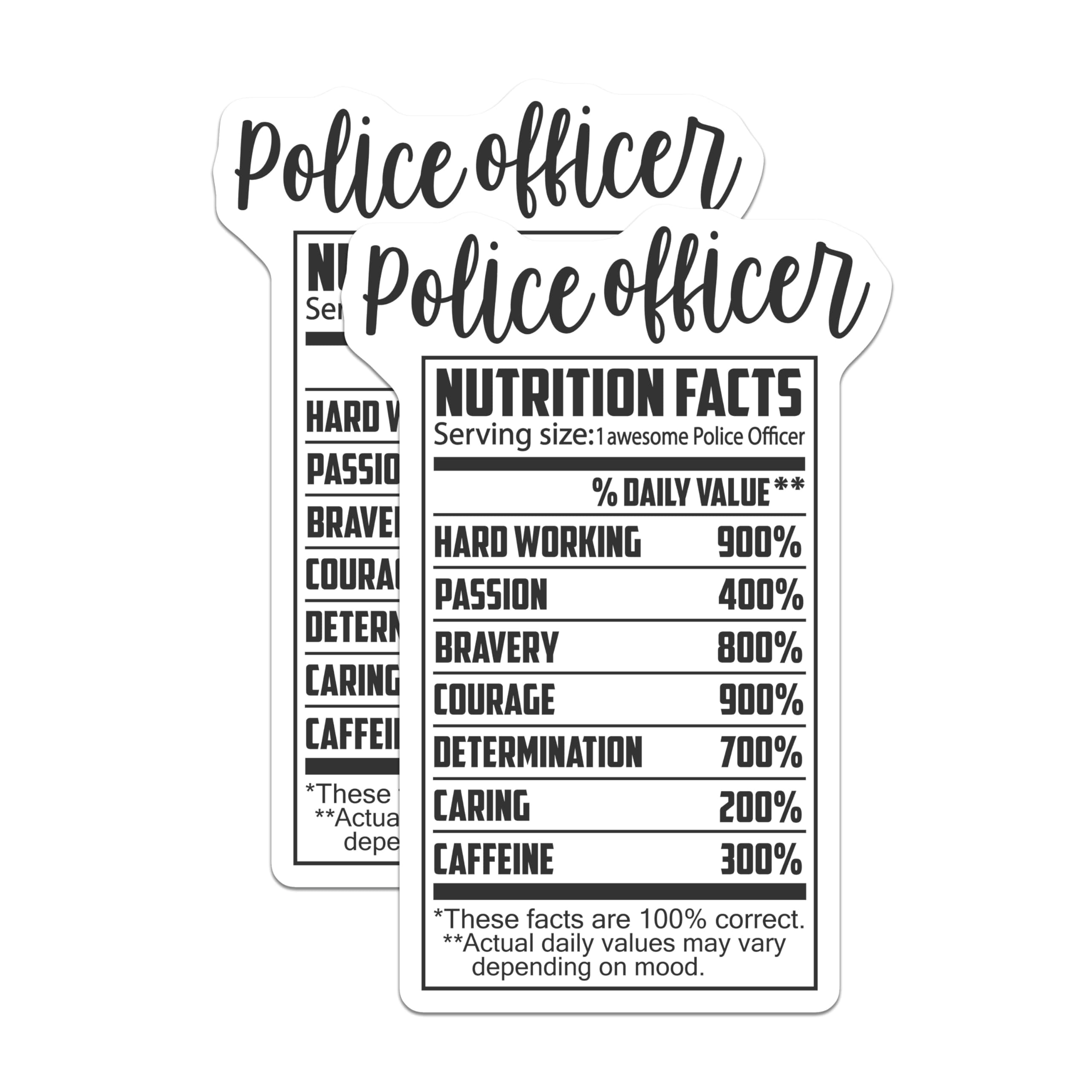 (2 Pack) Police Officer Magnets - Nutrition Facts Label - Law ...