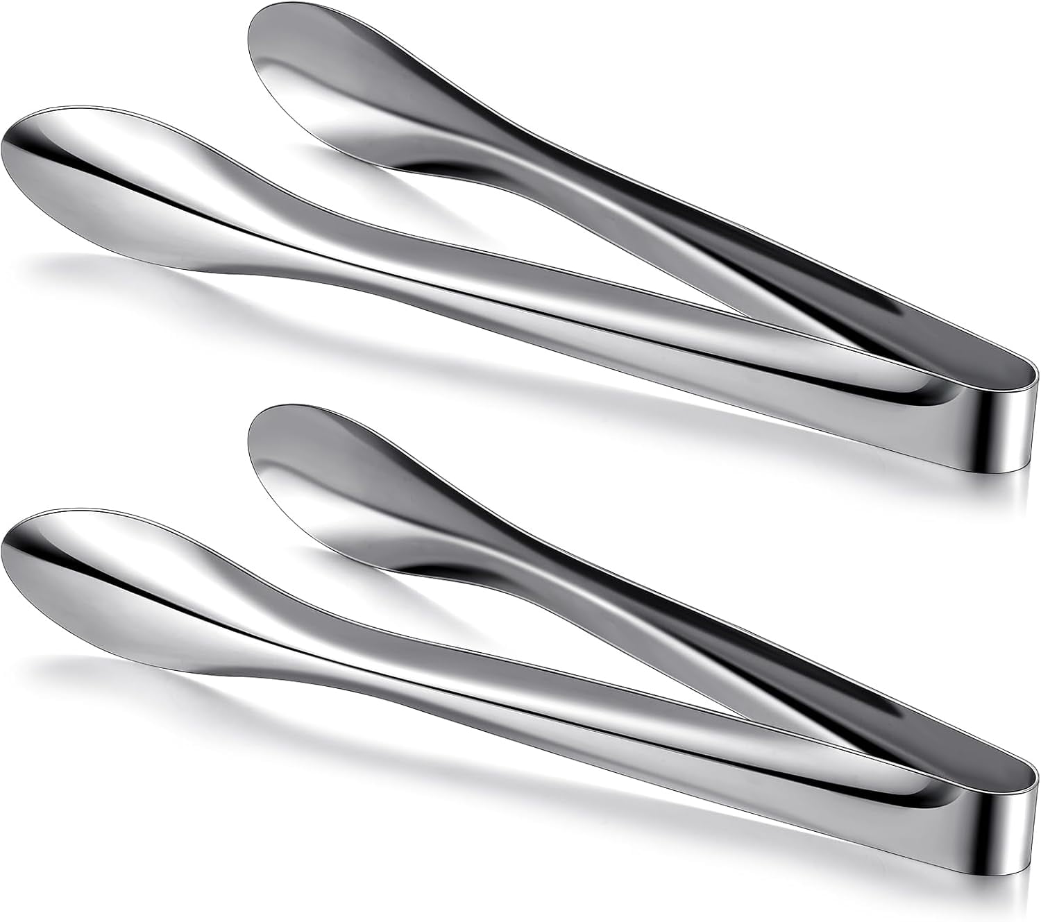 2 Pack Polished Stainless Steel Serving Tongs 12 Inch Metal Food Silver Tong for Buffet Salad ...