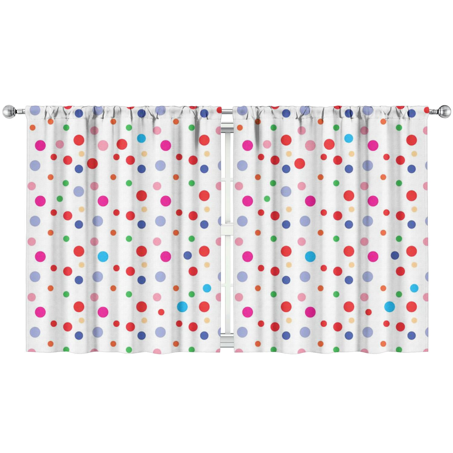 2 Pack Polka Dot Kitchen Curtains 52x63 Inch Set - Retro Geometric ...