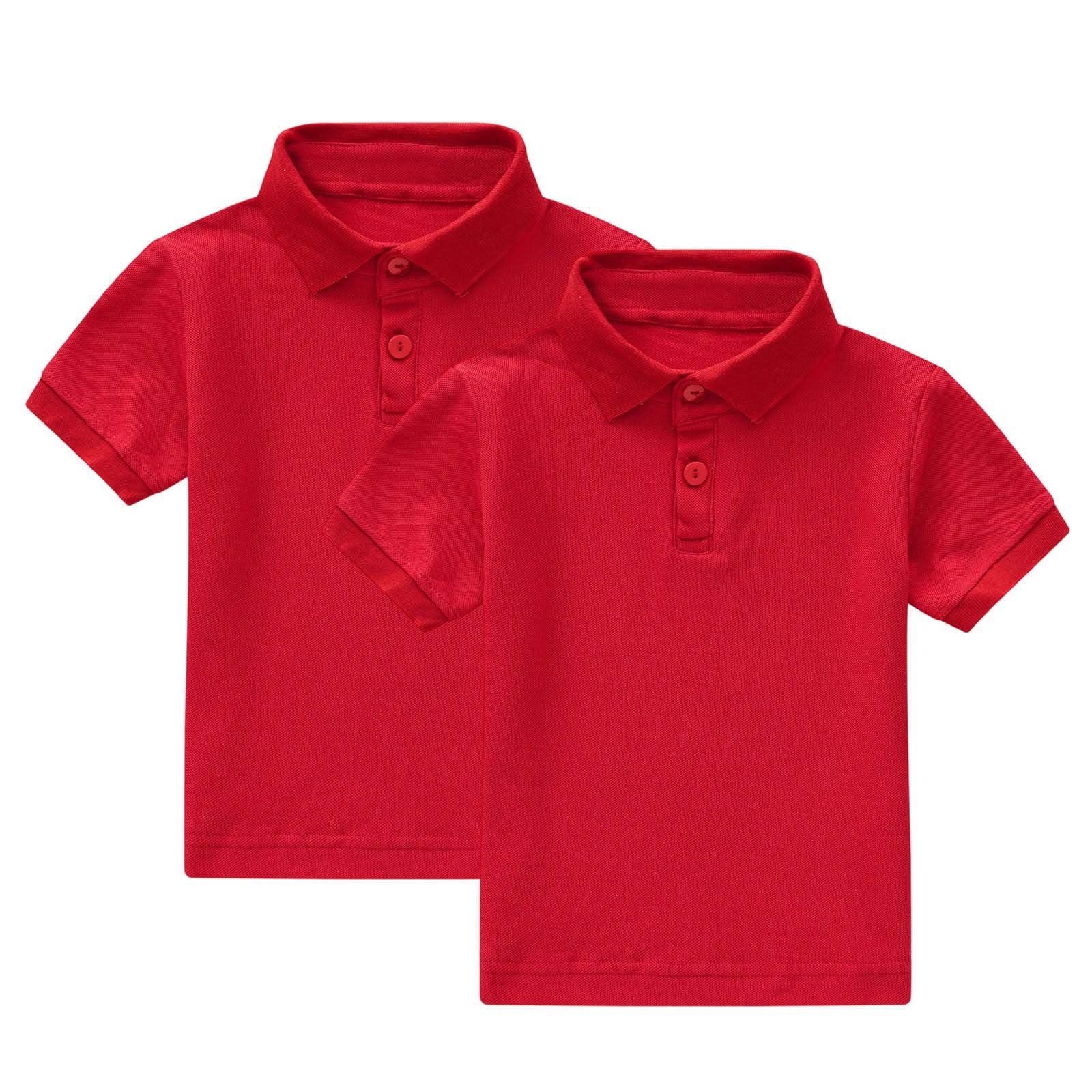 2 Pack Comfy Shirts for Boys Girls Short Sleeve Collared School Uniform ...
