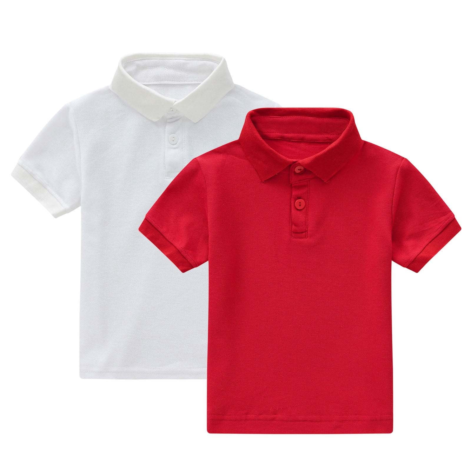 2 Pack Comfy Shirts for Boys Girls Short Sleeve Collared School Uniform ...