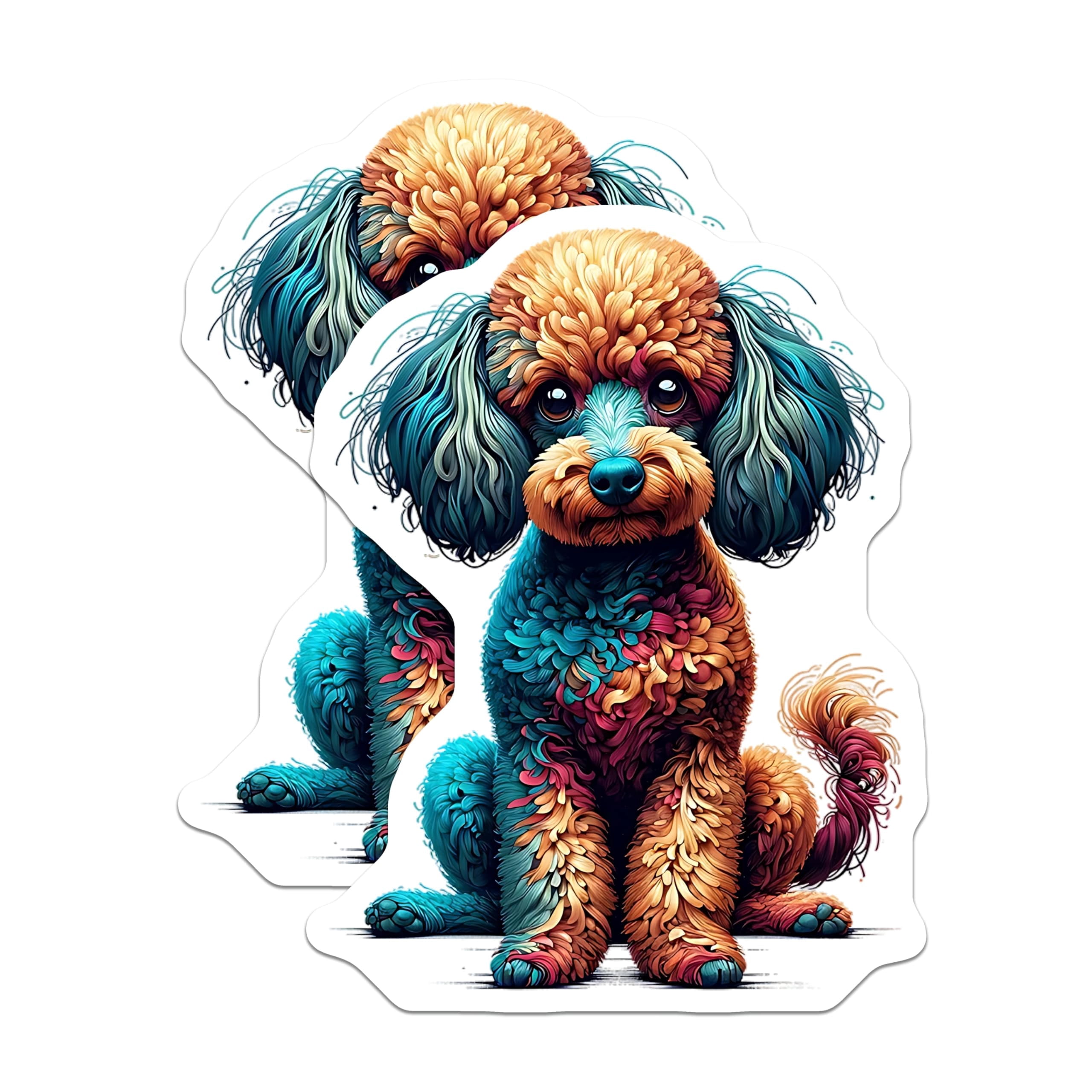 (2 Pack) Poodle Dog Stickers - Colorful Art Decal - Pet Lover - 5" On ...
