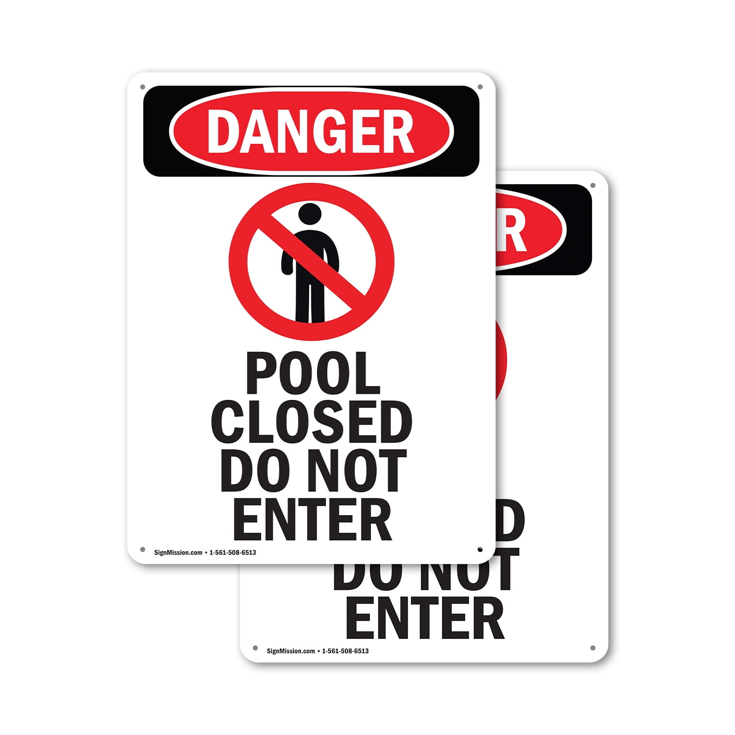(2 Pack) Pool Closed Do Not Enter OSHA Danger Sign 12 Inch X 18 Inch ...