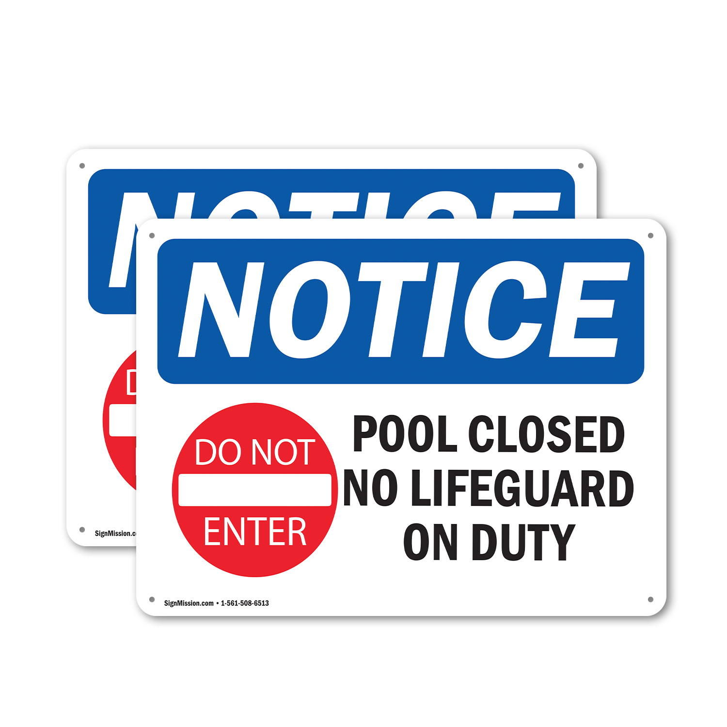 (2 Pack) Pool Closed No Lifeguard On Duty OSHA Notice Sign 18 Inch X 12 ...
