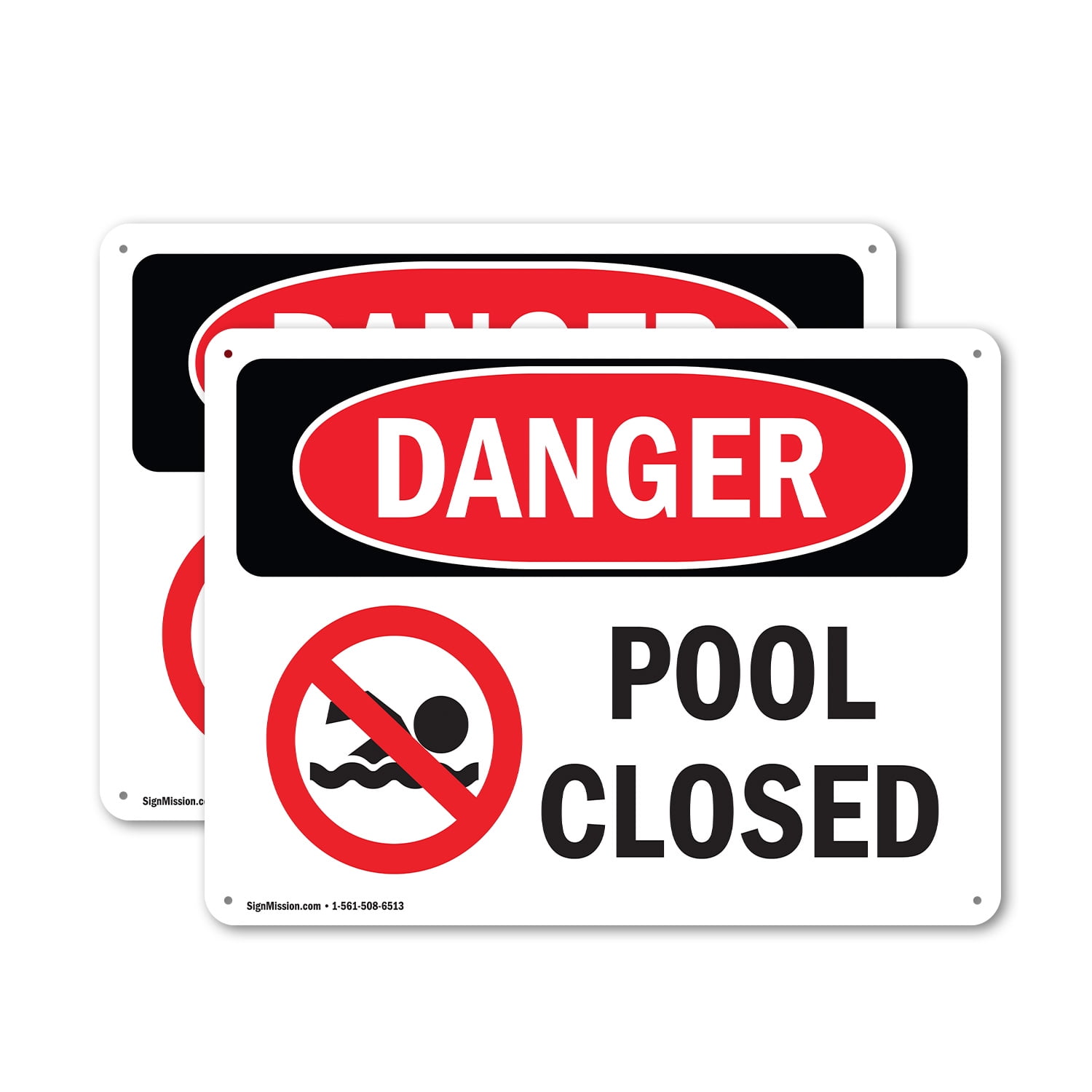 (2 Pack) Pool Closed OSHA Danger Sign 18 Inch X 12 Inch Indoor ...