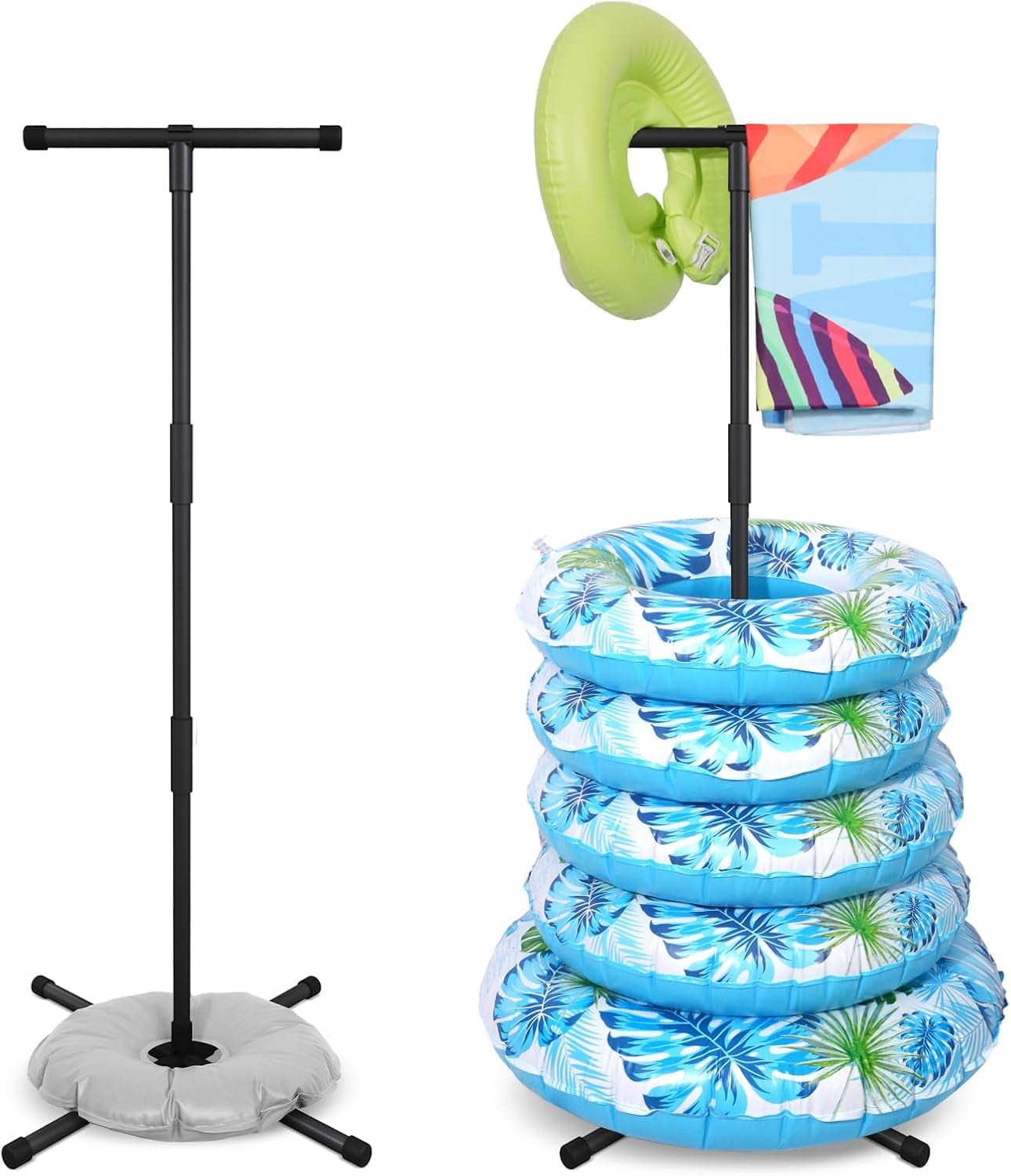 2-Pack Pool Float Rack with Water Bags, 50”x25” PVC Pool Float Holder ...