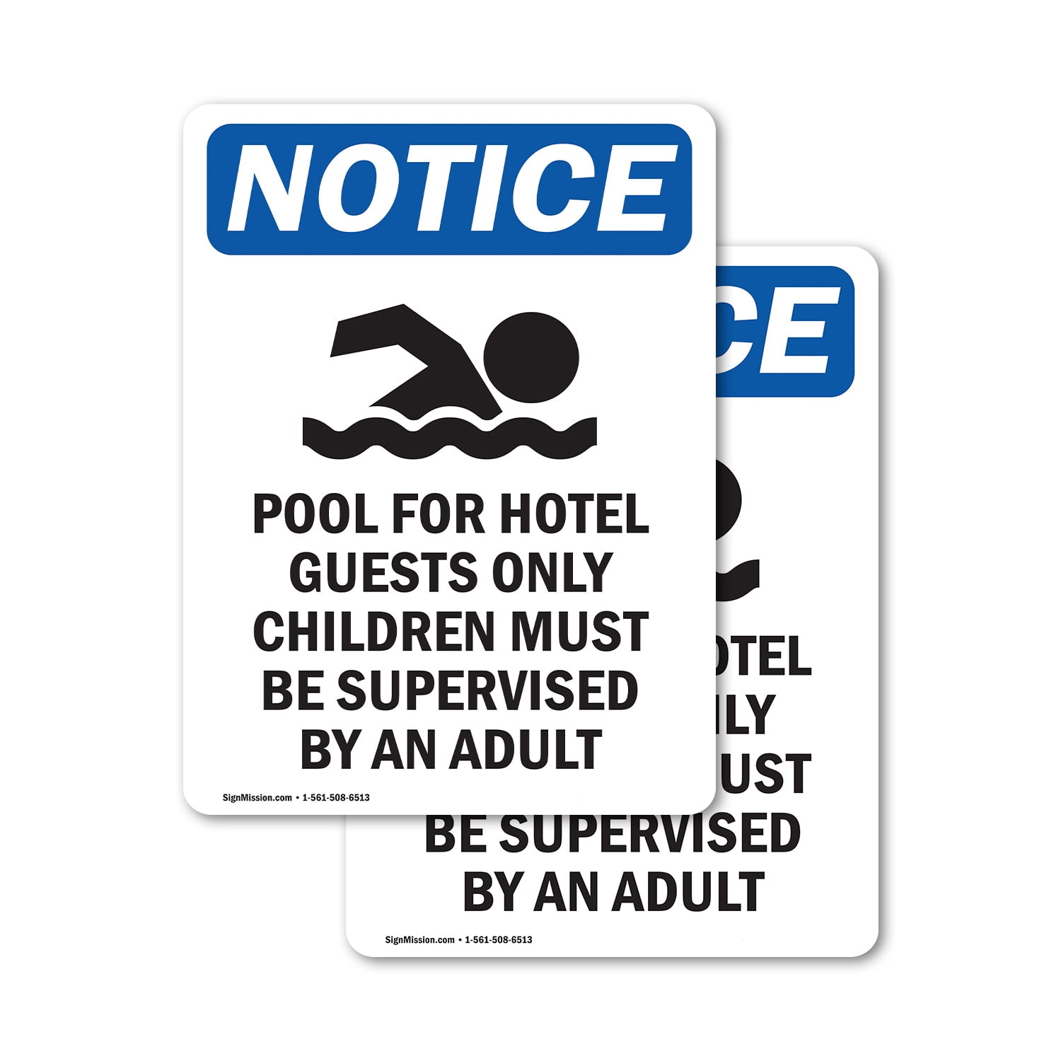 (2 Pack) Pool For Hotel Guests Sign With Symbol OSHA Notice Sign 7 Inch ...