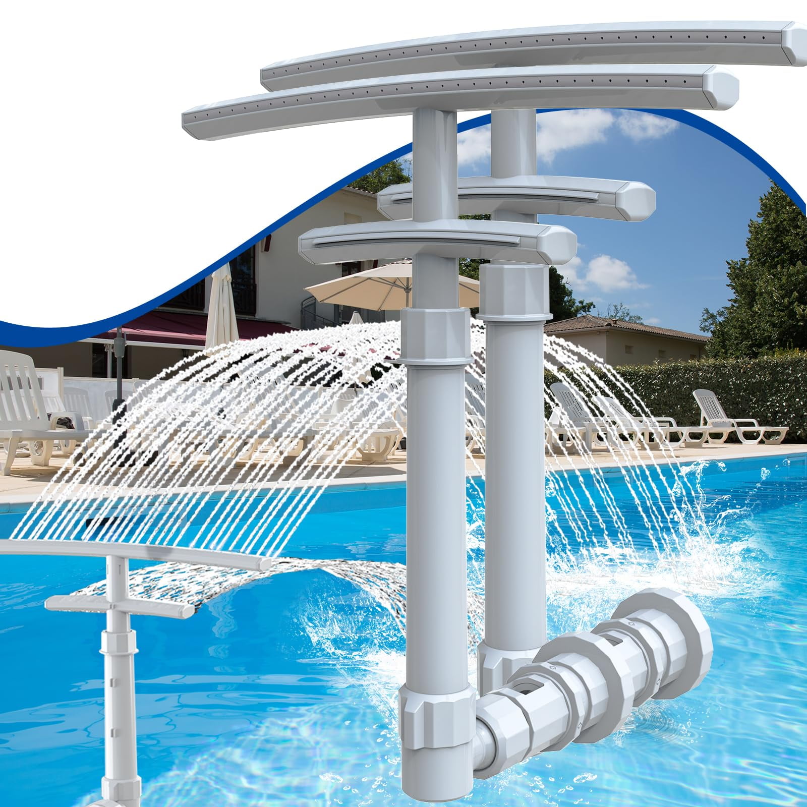 2 Pack Pool Fountain for Above and Inground Dual-Layer Spray Pool ...