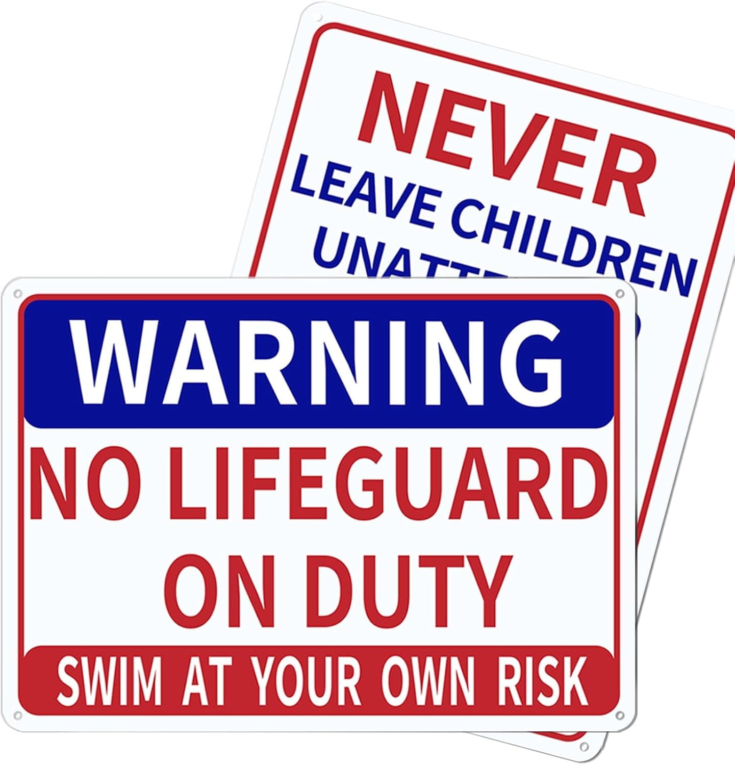 (2 Pack) Pool Sign, 8x12 In and 0.040 Aluminum Pool Safety Signs and ...