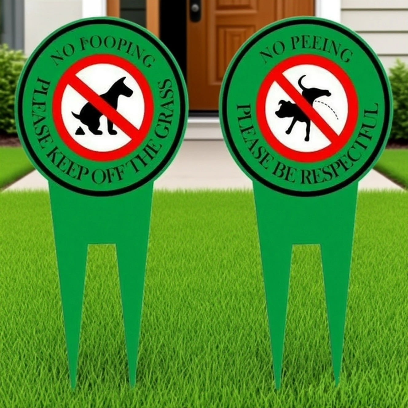2 Pack No Poop Dog Sign With Stake 12" x 6", Double Sided No Pooping ...