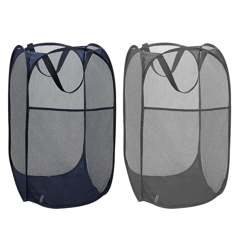 2 Pack Pop Up Collapsible Laundry Baskets, Foldable Mesh Popup Laundry ...