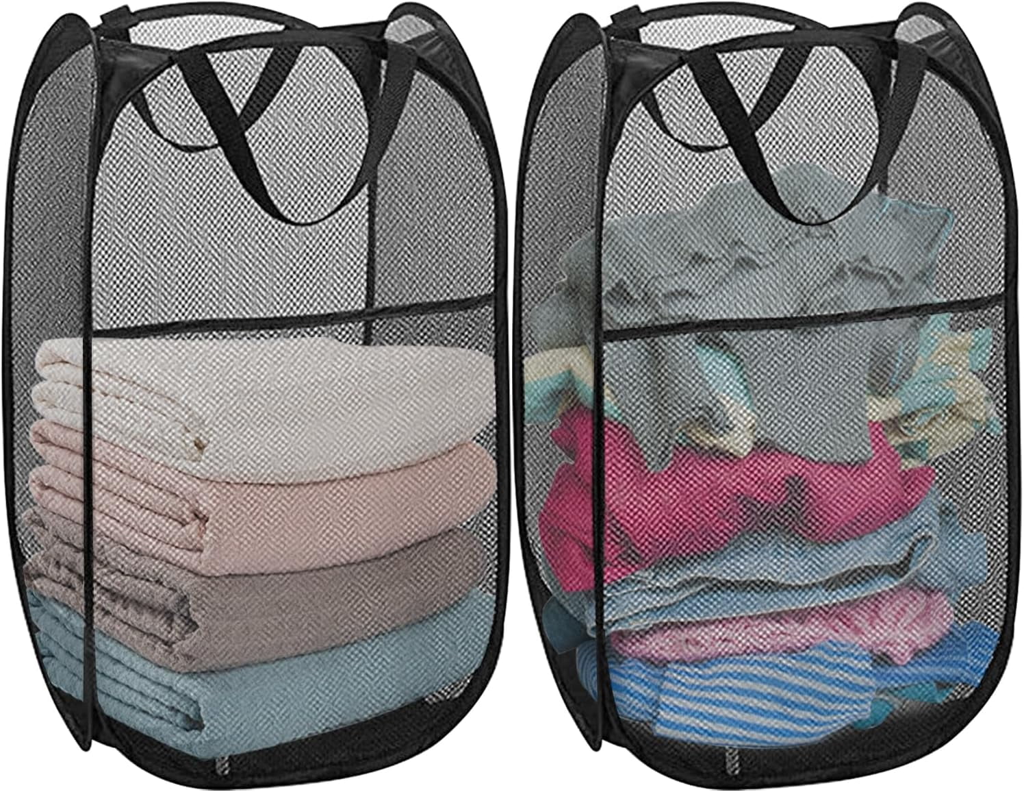 2 Pack Pop Up Laundry Hamper, Collapsible Laundry Baskets, Foldable ...