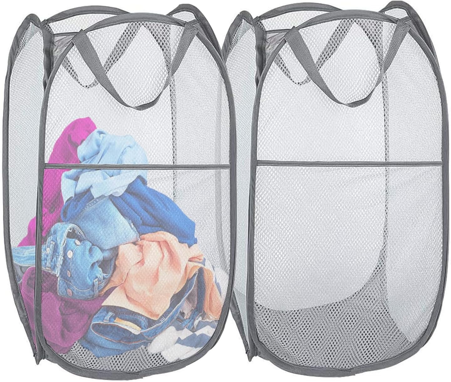 2 Pack Pop Up Laundry Hamper, Collapsible Laundry Baskets, Foldable ...