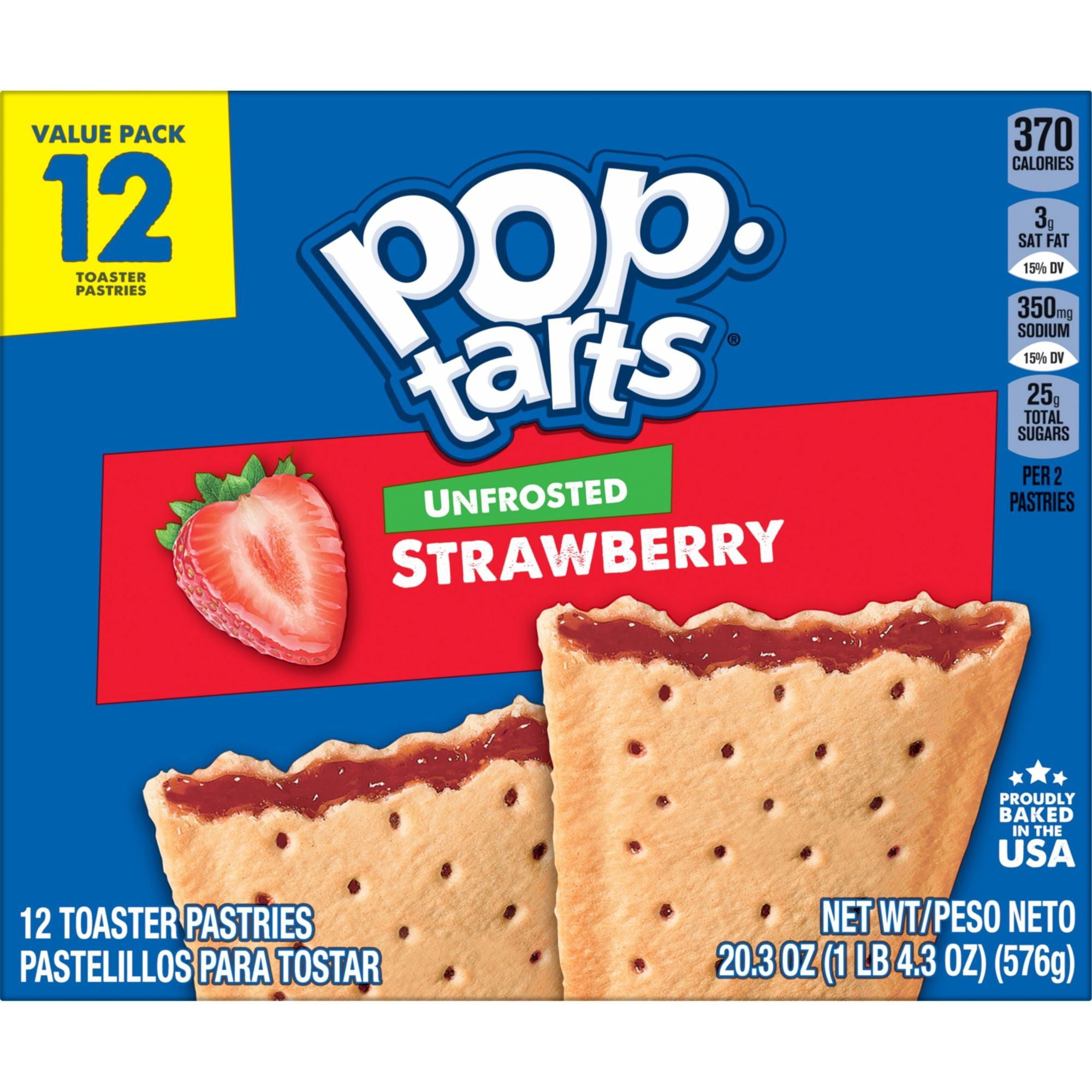 Pop-Tarts Unfrosted Strawberry Toaster Pastries, 2 Pack - 20.3 oz ...