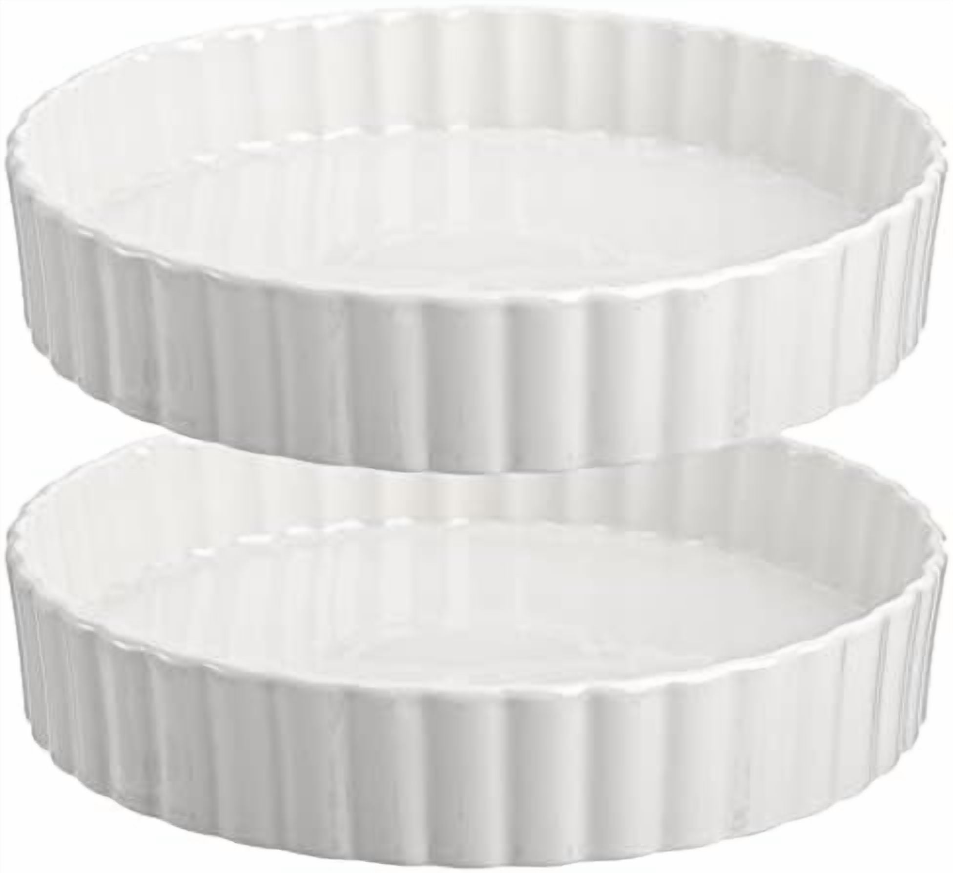 2 Pack Porcelain Quiche Tart Baking Pan, 9.5 Inches Round Pie Pan for ...