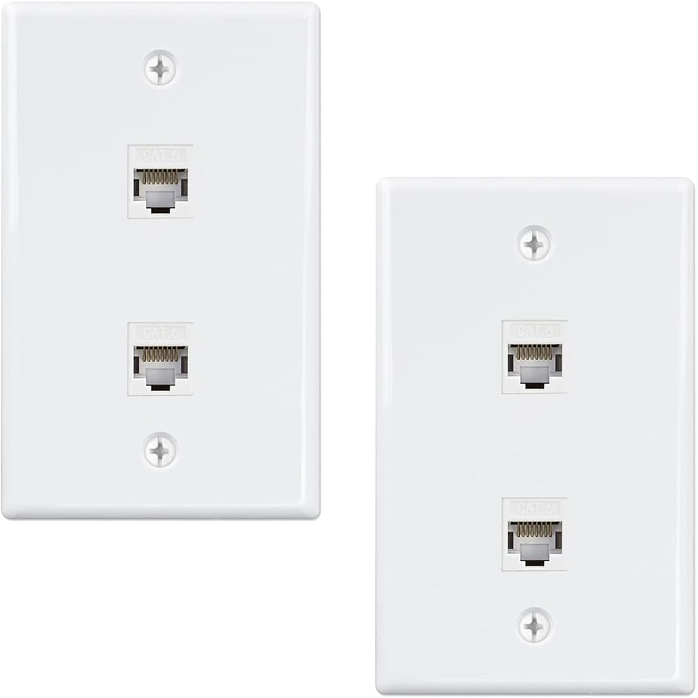 2 Pack Port Ethernet Wall Plate, Cat6 Female to Jack RJ45 Inline ...