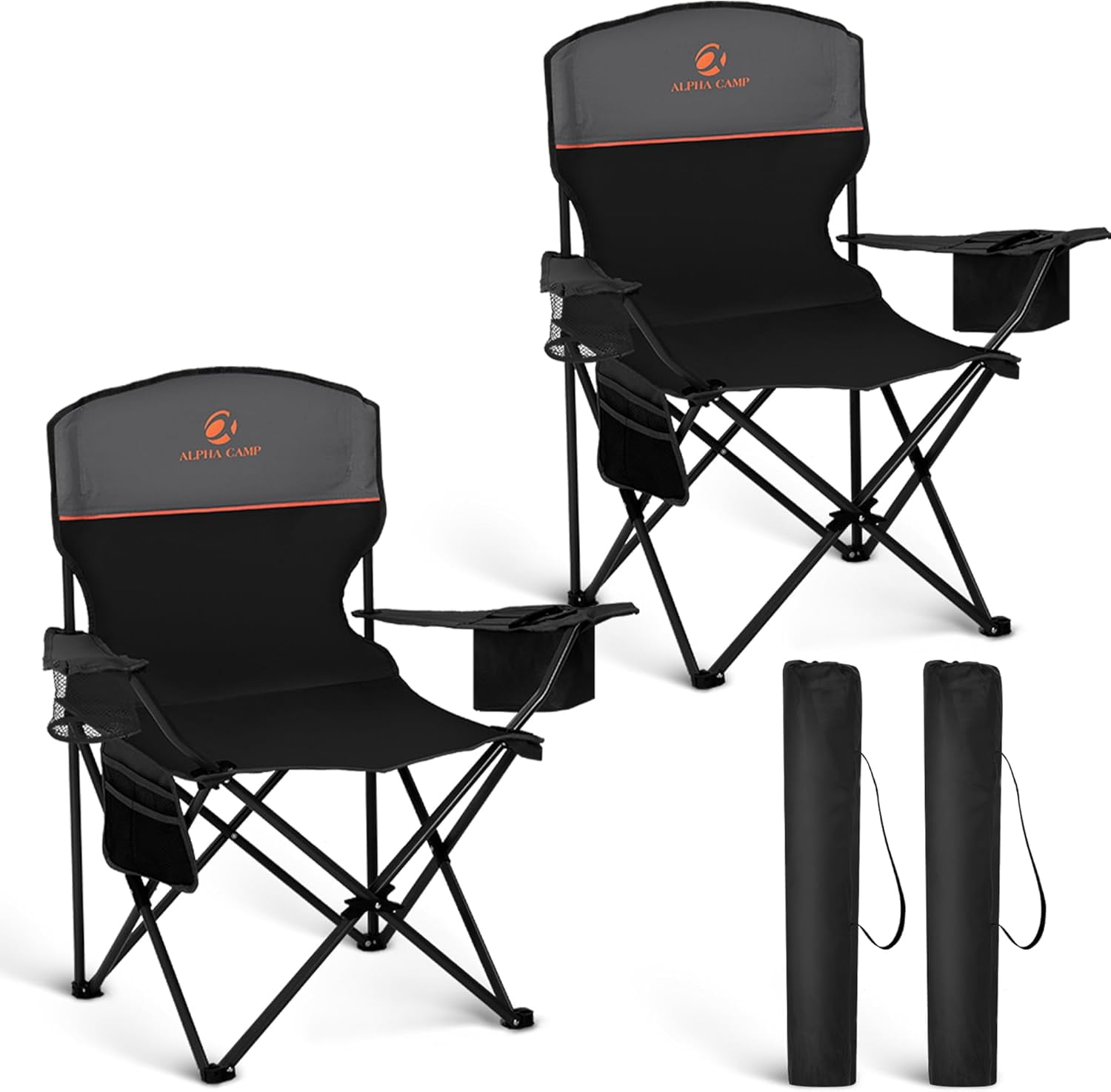 2 Pack Portable Camping Chair for Adults, Folding Outdoor Camp Chair ...