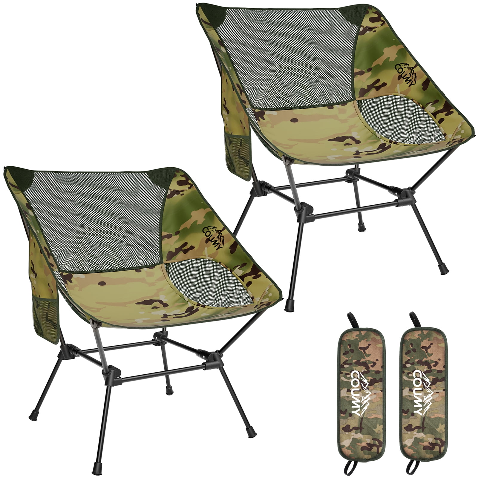 Coumy 2 Pack Portable Camping Chair, 2.4lbs Lightweight Folding Chair ...