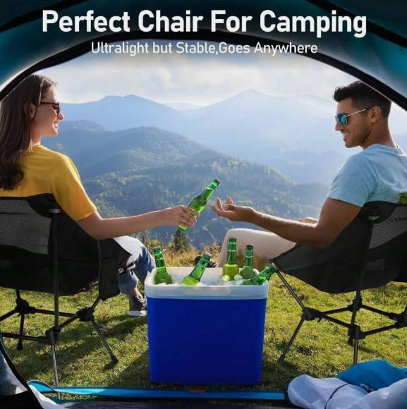 2 Pack Portable Camping Chair, Ultralight Compact Folding Chairs ...