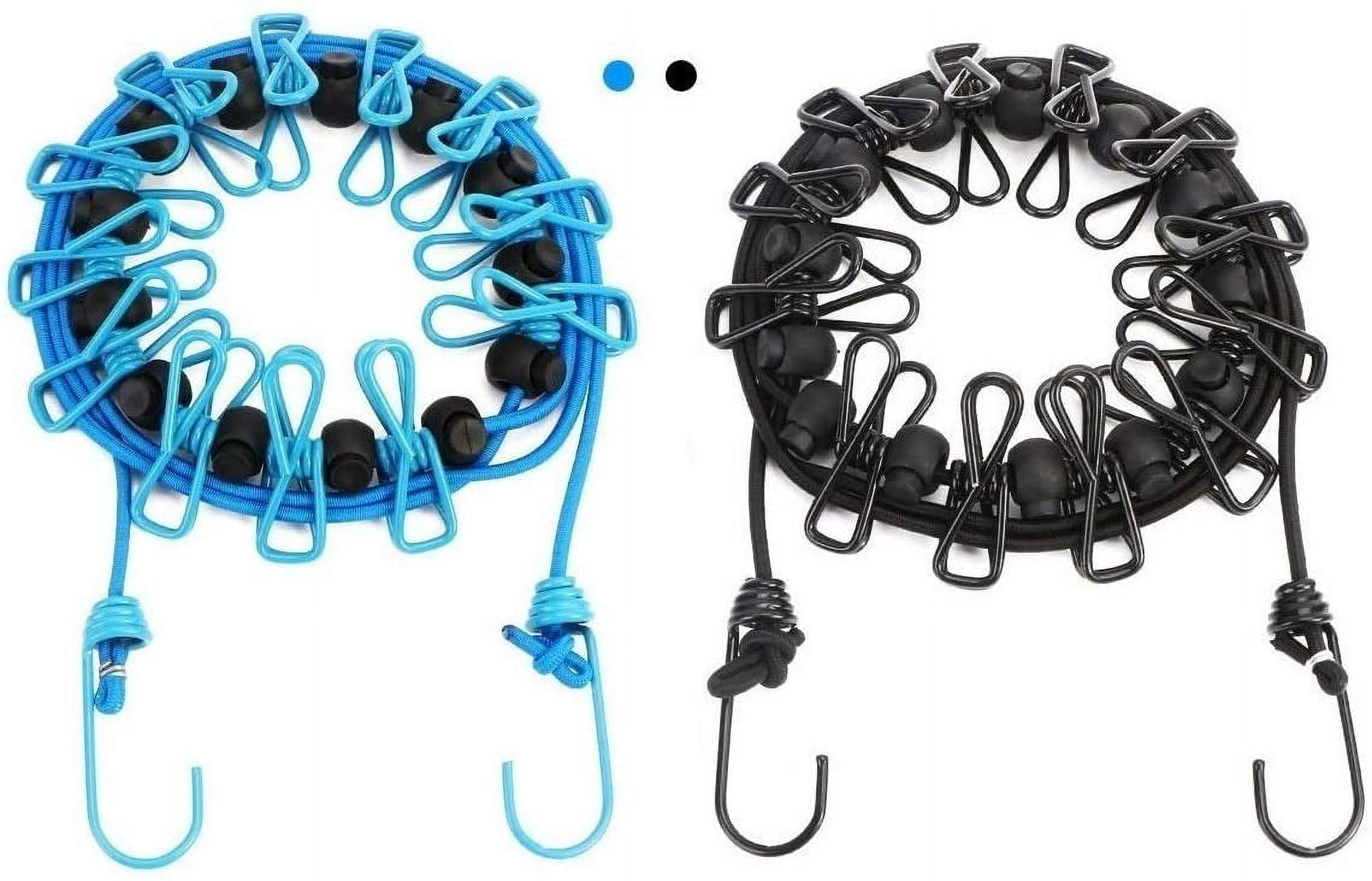 2 Pack Portable Clothesline with 12 Clothespins, Windproof Travel ...