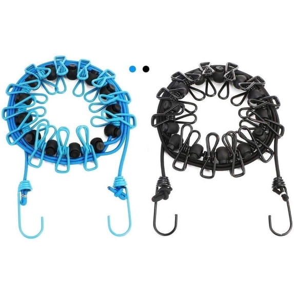2 Pack Portable Clothesline with 12 Clothespins, Windproof Travel ...