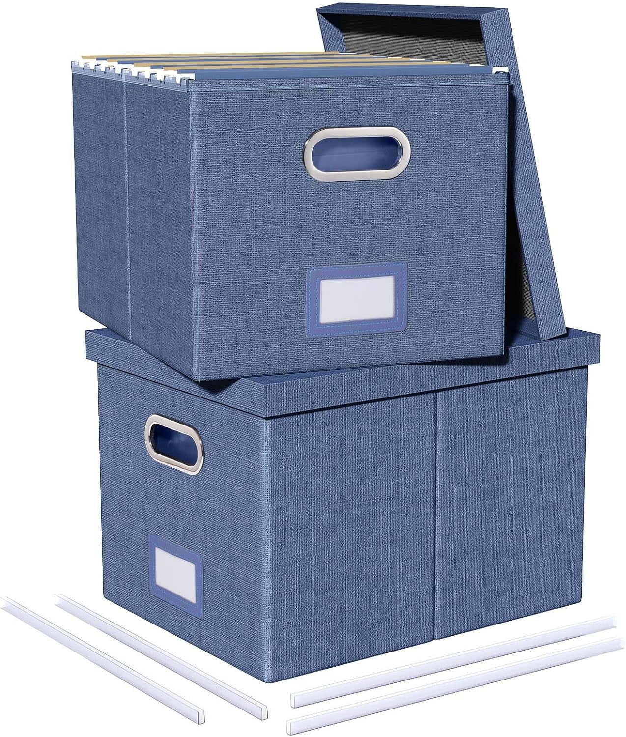 2 Pack Portable File Box with Lid for Letter and Legal Folders, Blue ...
