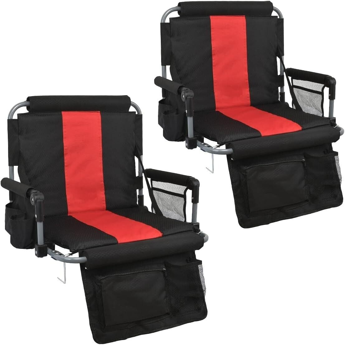 2 Pack Portable Folding Stadium Seat Chair for Back Armrest Cushion ...
