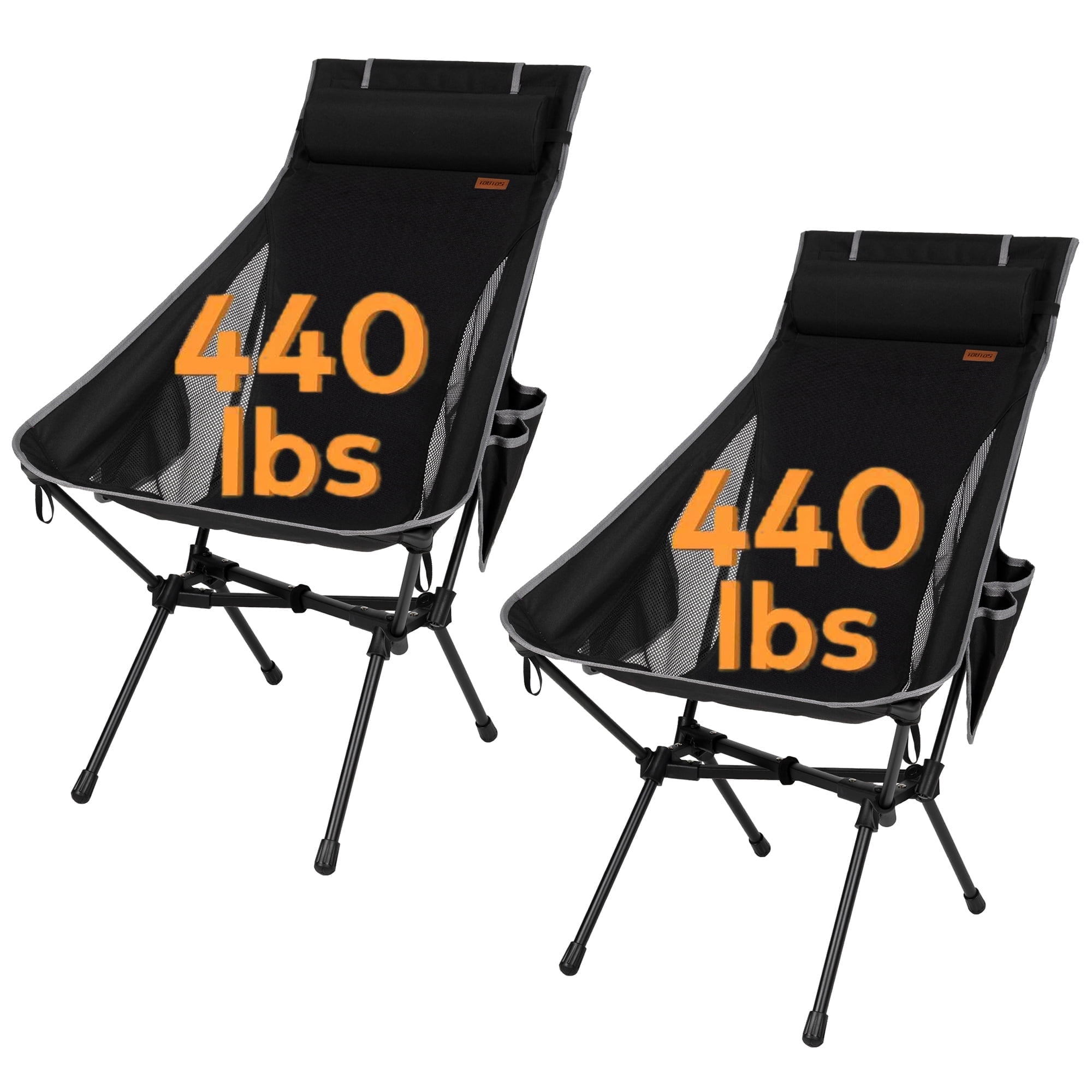 2 Pack Portable High Back Camping Chair, Support Heavy Duty 440 lbs ...