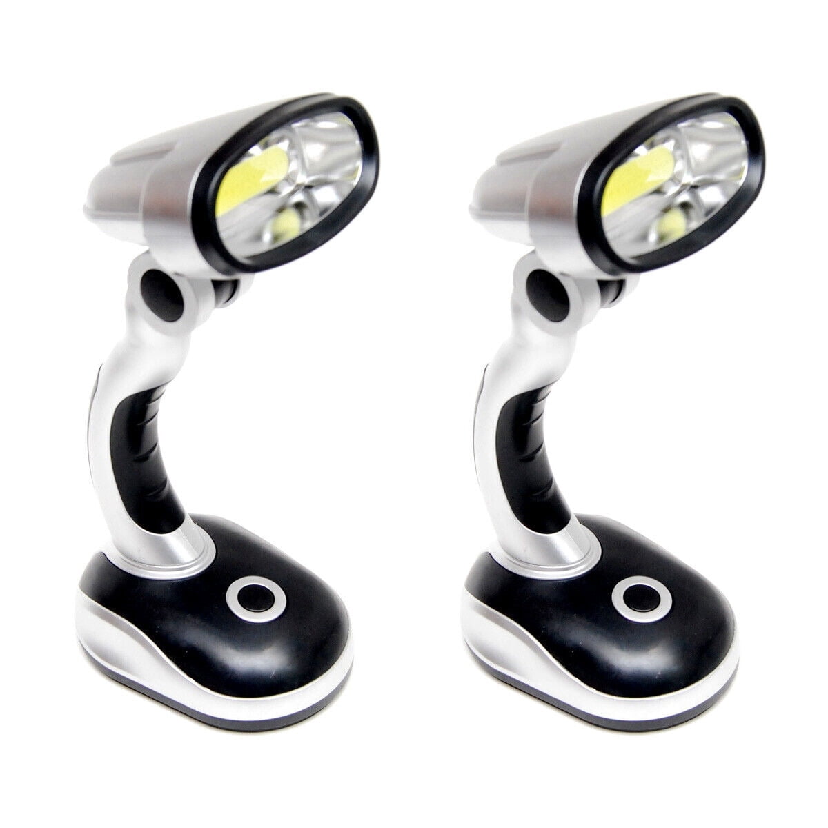 2 Pack Portable LED Desk Lamp - Battery or USB Operated - Silver/Black ...